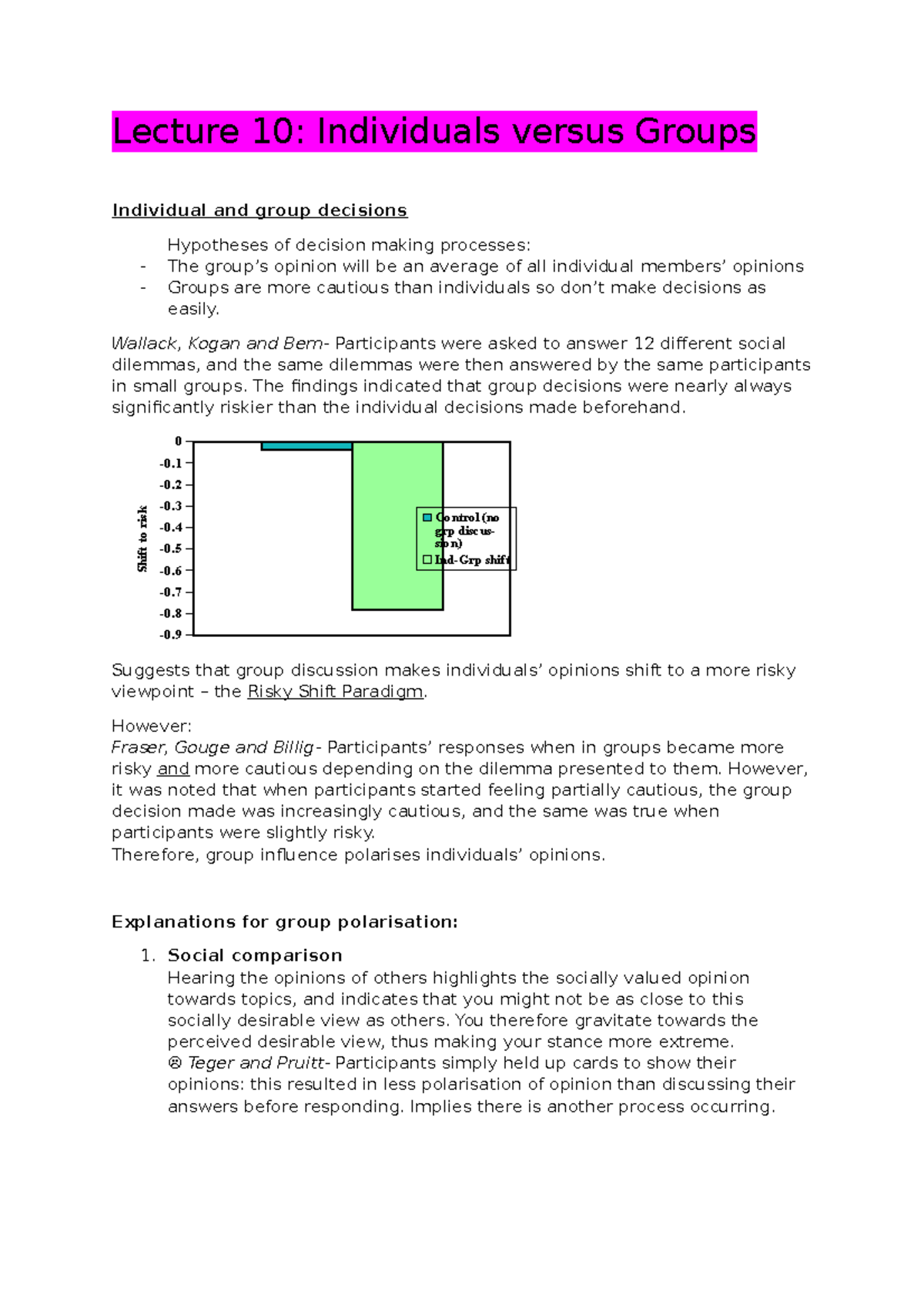 Lecture 10- Individuals versus Groups - Lecture 10: Individuals versus ...