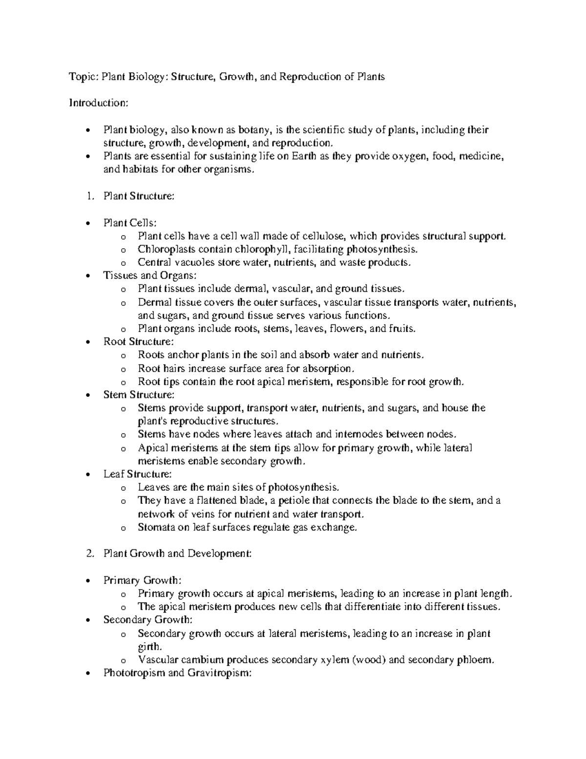 Plant Biology- Structure, Growth, and Reproduction of Plants - Topic ...