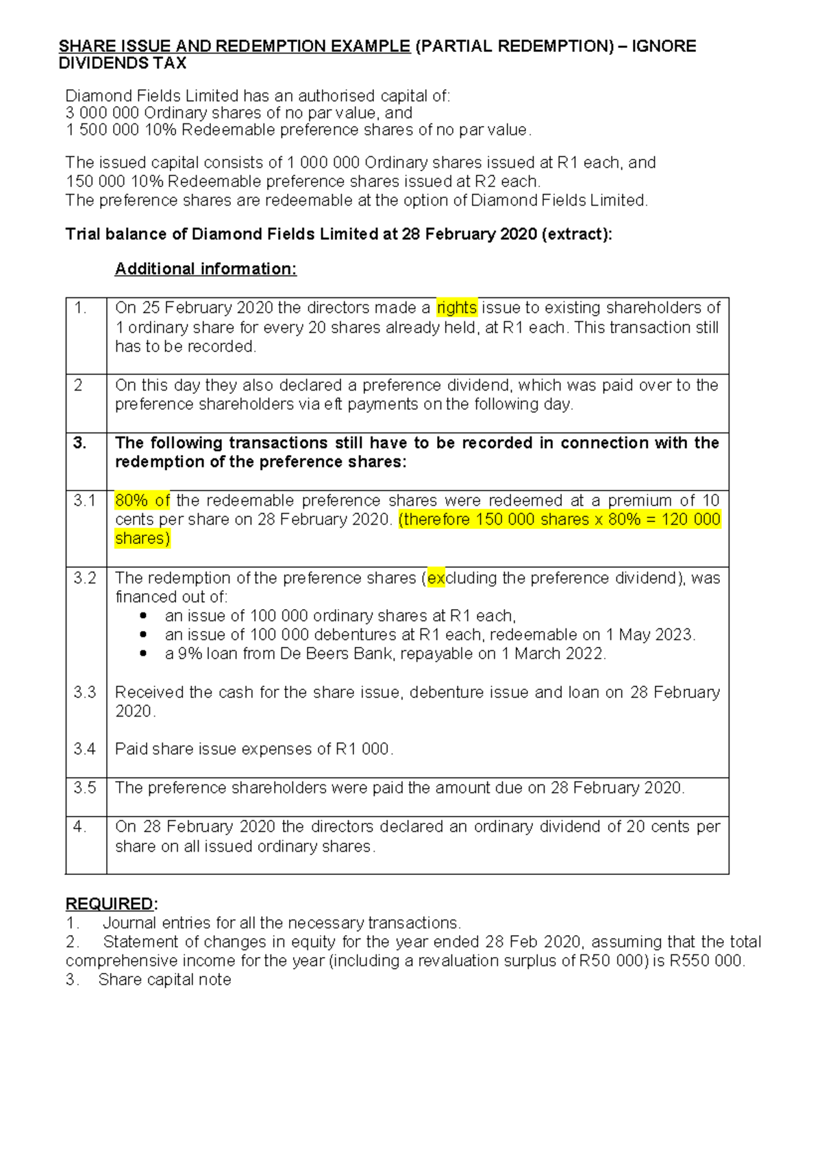 Redemption EG 2 (Partial redemption) - Diamond Fields LTD - SHARE ISSUE ...