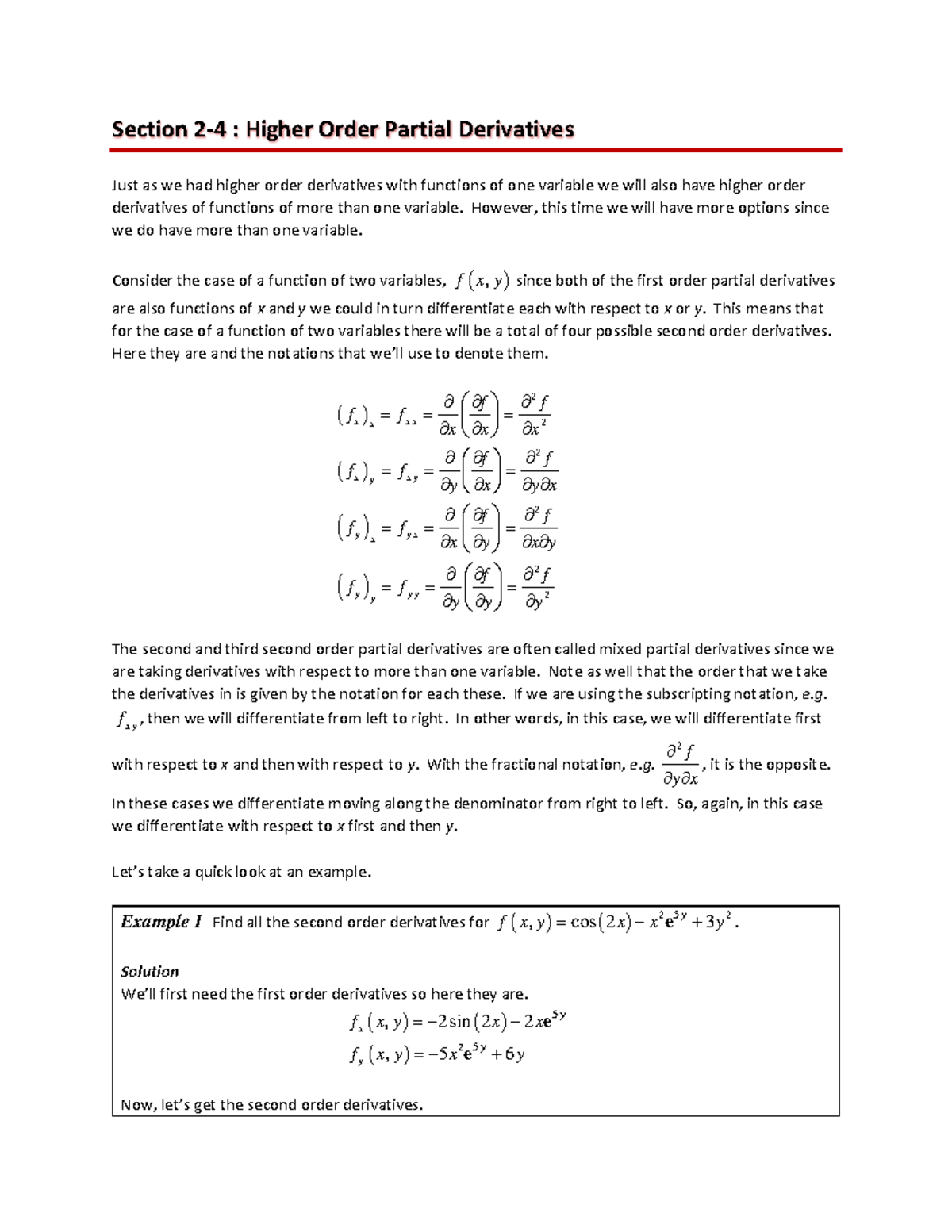 Calc III Higher Order PD - Section 2-4 : Higher Order Partial ...