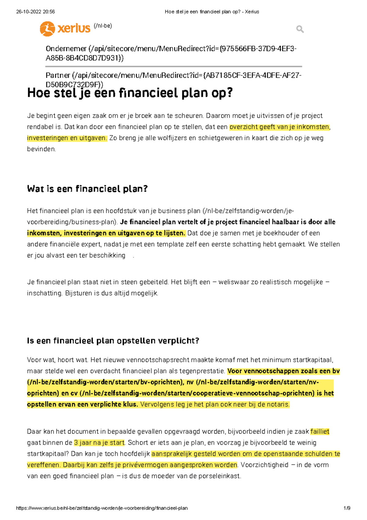 Bron 1 Xerius - xvxxvvvvvv - Hoe stel je een financieel plan op? Je ...