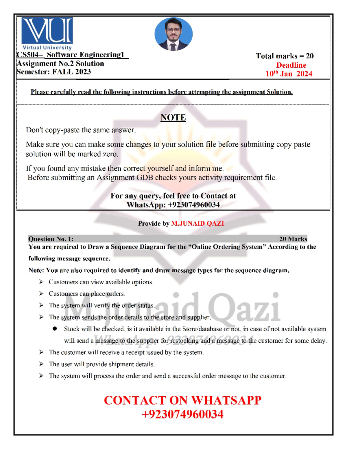 Cs504 Assignment 2 100 Correct Solution By M Junaid Qazi Software