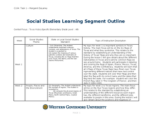 Elementary Social Studies Methods - DWP2 Task 1 - Social Studies ...
