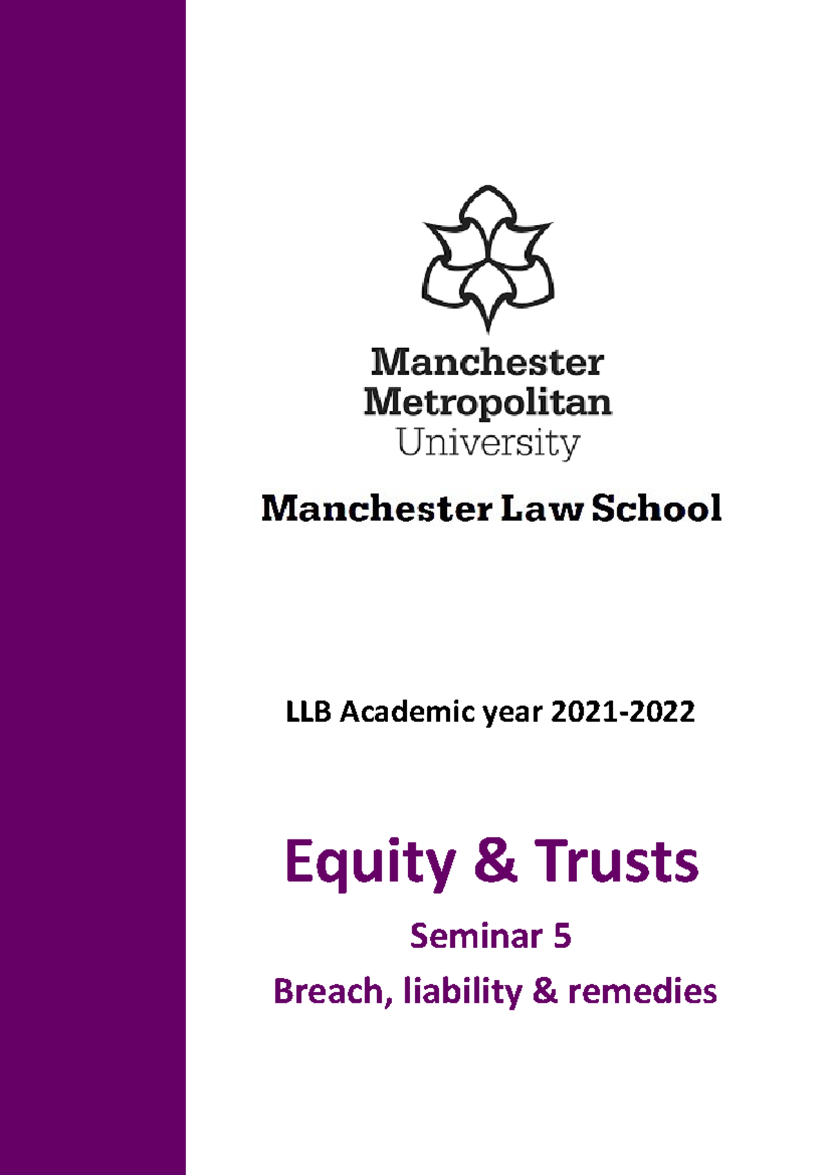 Seminar 5 - Breach, liability and remedies - Activities and reading ...