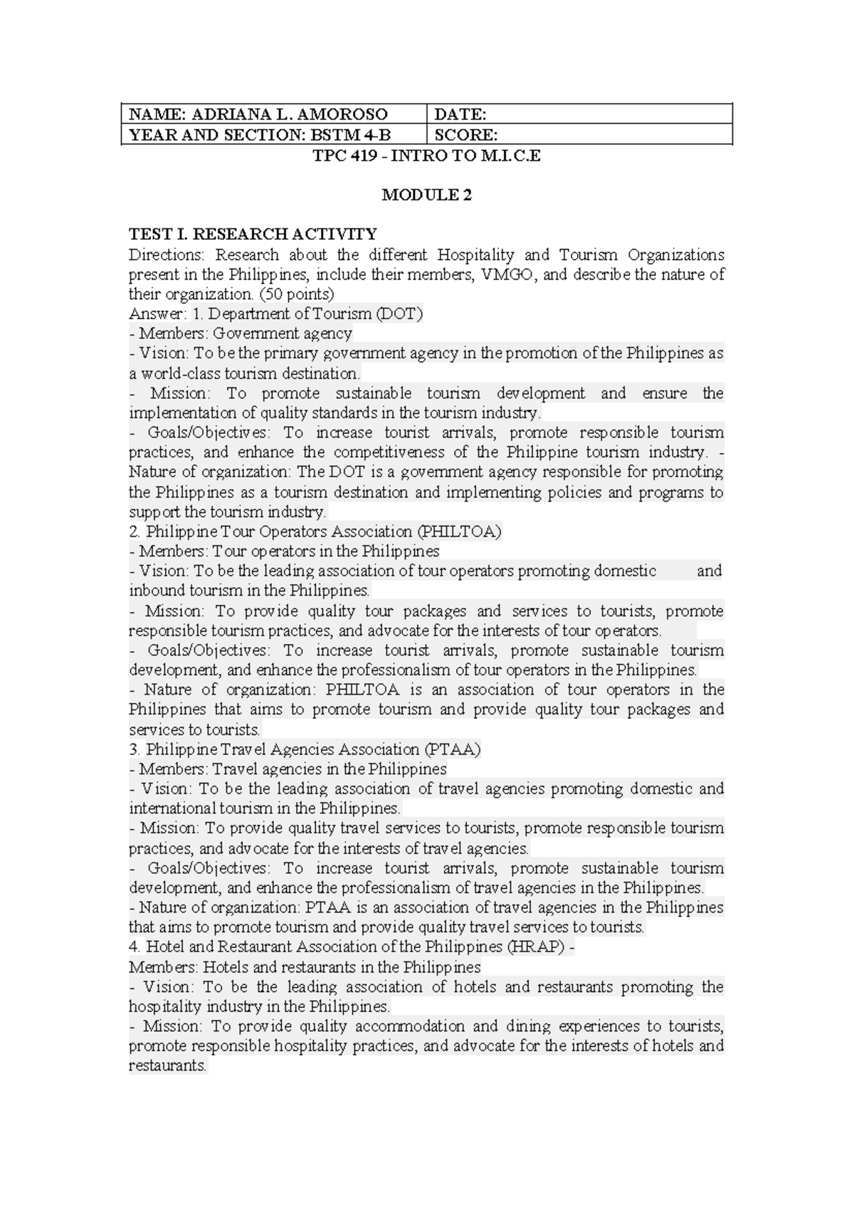 MICE Researh Activity - Homework - NAME: ADRIANA L. AMOROSO DATE: YEAR AND SECTION: BSTM 4-B ...