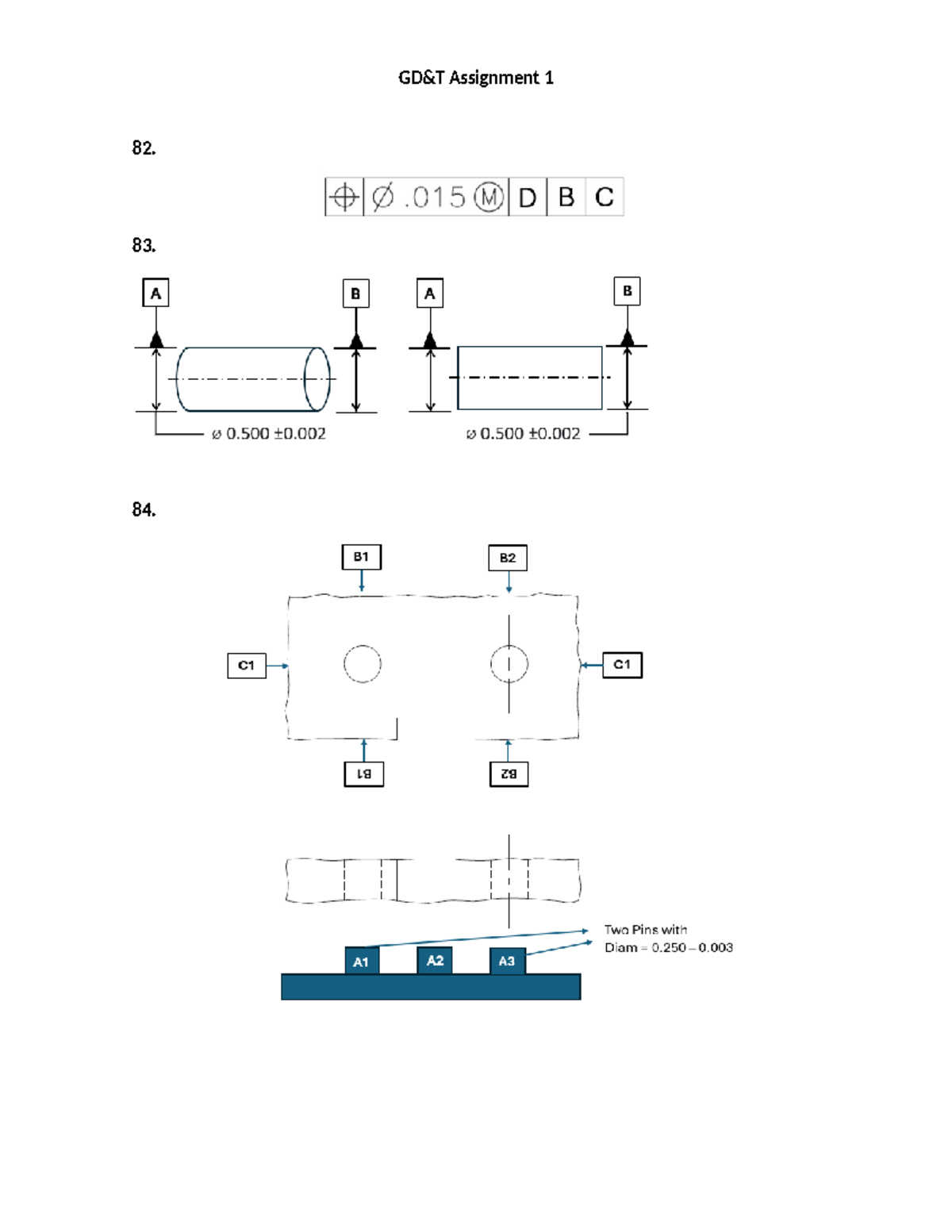GD&T Assignment 1 - Copy - QEM-2404 - Assignment 1 82. 00 M DBC 83. A B A B 0 0 0 84. B1 B2 C1 ...