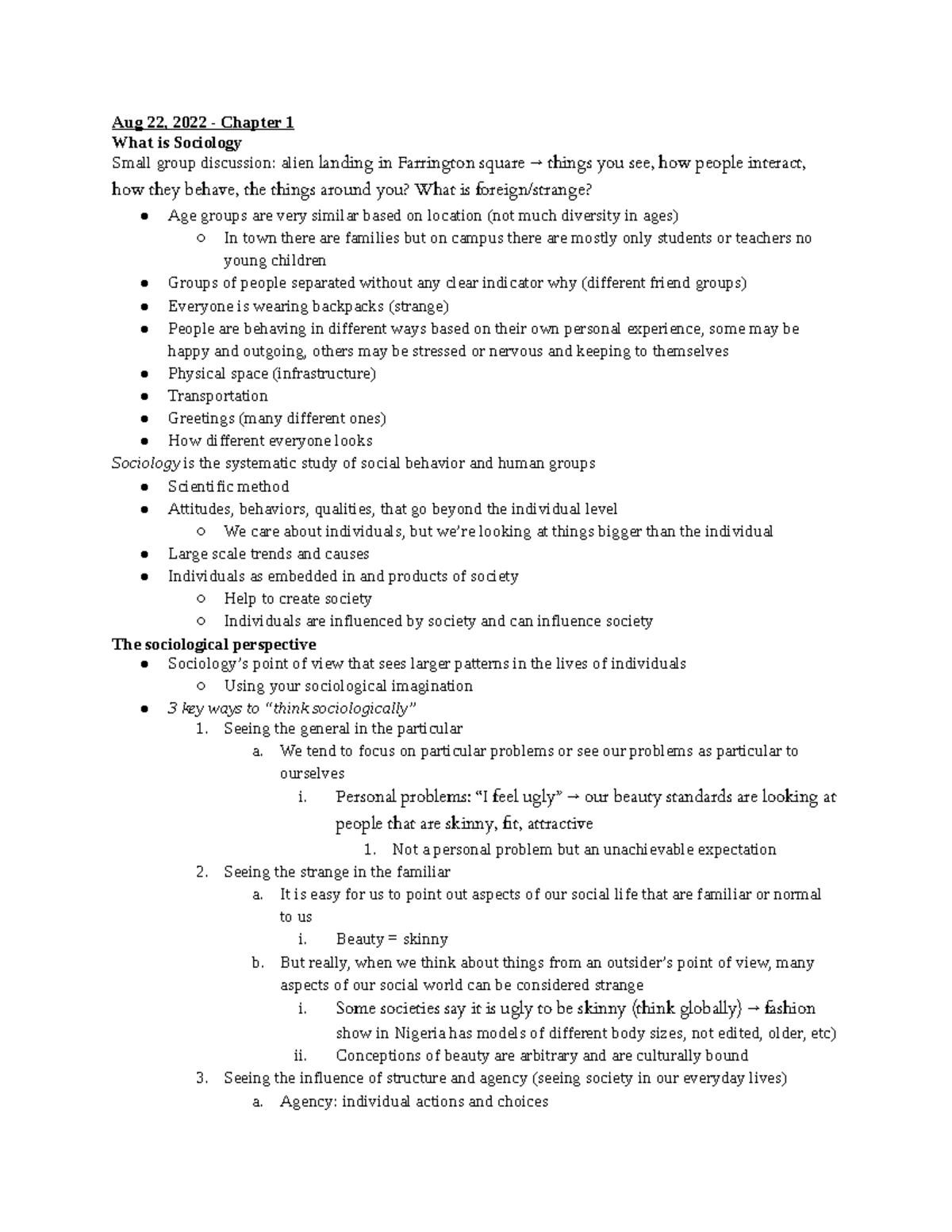 In class notes (first exam) - Aug 22, 2022 - Chapter 1 What is ...