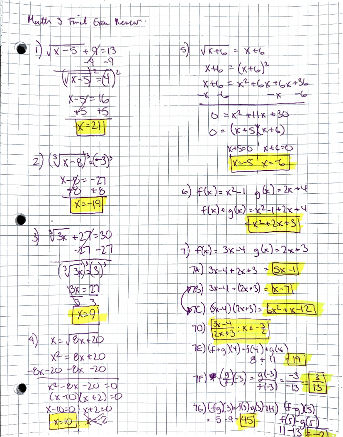 Math 3 final - A fina!!! - Math 3 Find Exca Renew 5) 12 11 to 0 x 2 11x ...