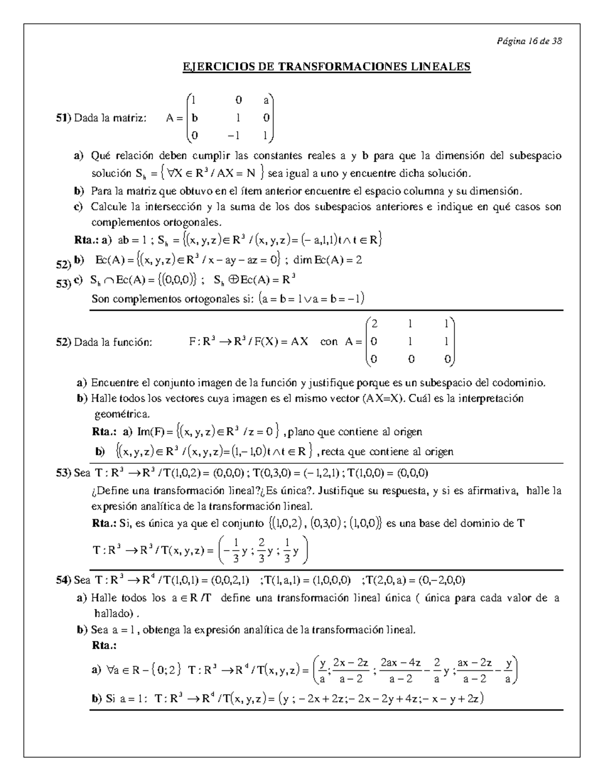 3. Ejercicios complementarios 2da Parte - AGA - 0 0 0 0 1 1 2 1 1 F :R R - Studocu