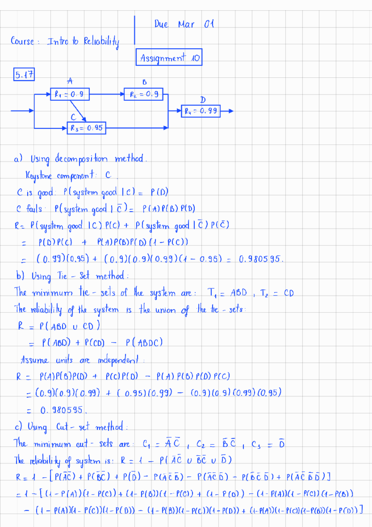 Assignment 10_Int to Reliability Engineering - Due Mar 01 Course Intro to Reliability Assignment ...