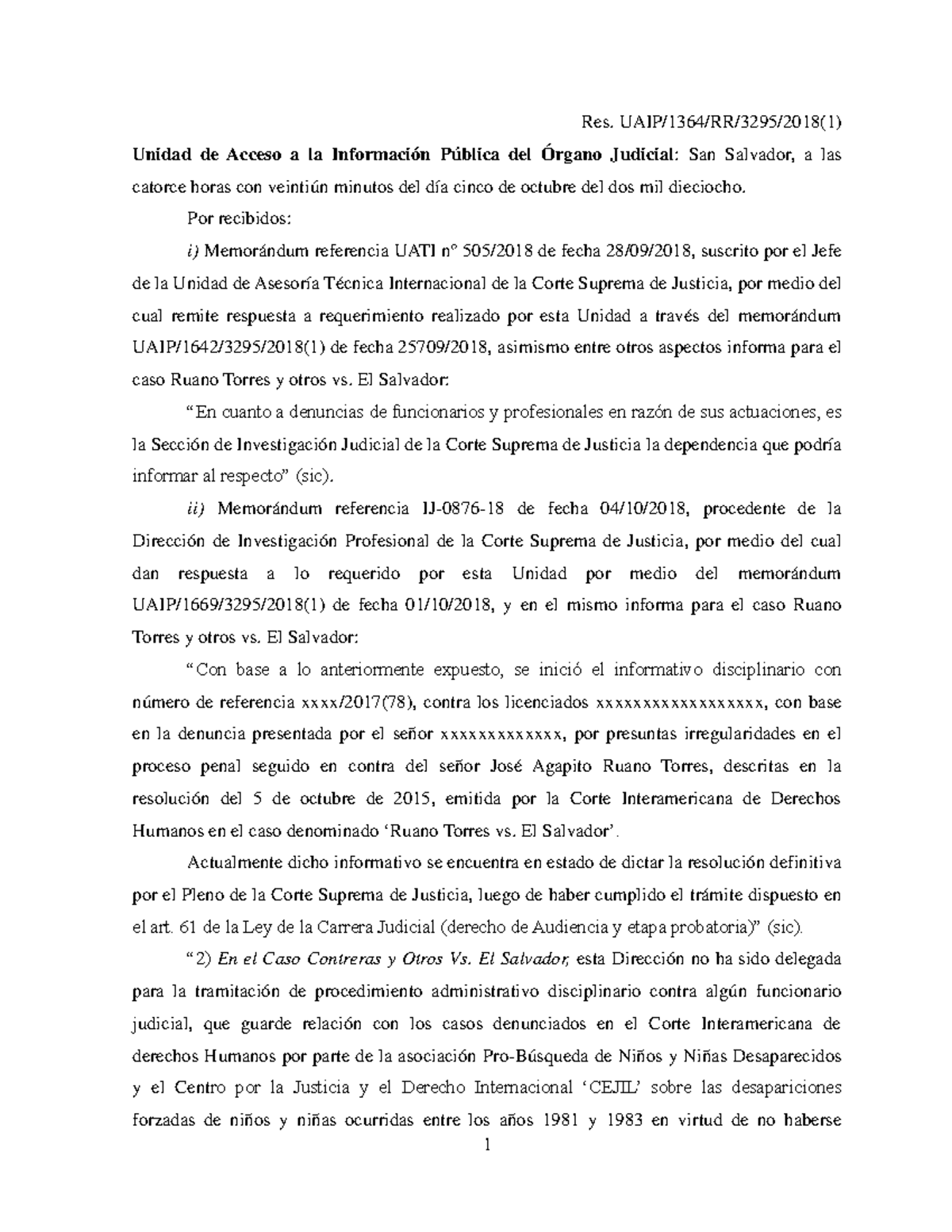 Resolucion UAIP-3295 - Resumen de resolución - Res. UAIP/ 1364 /RR ...