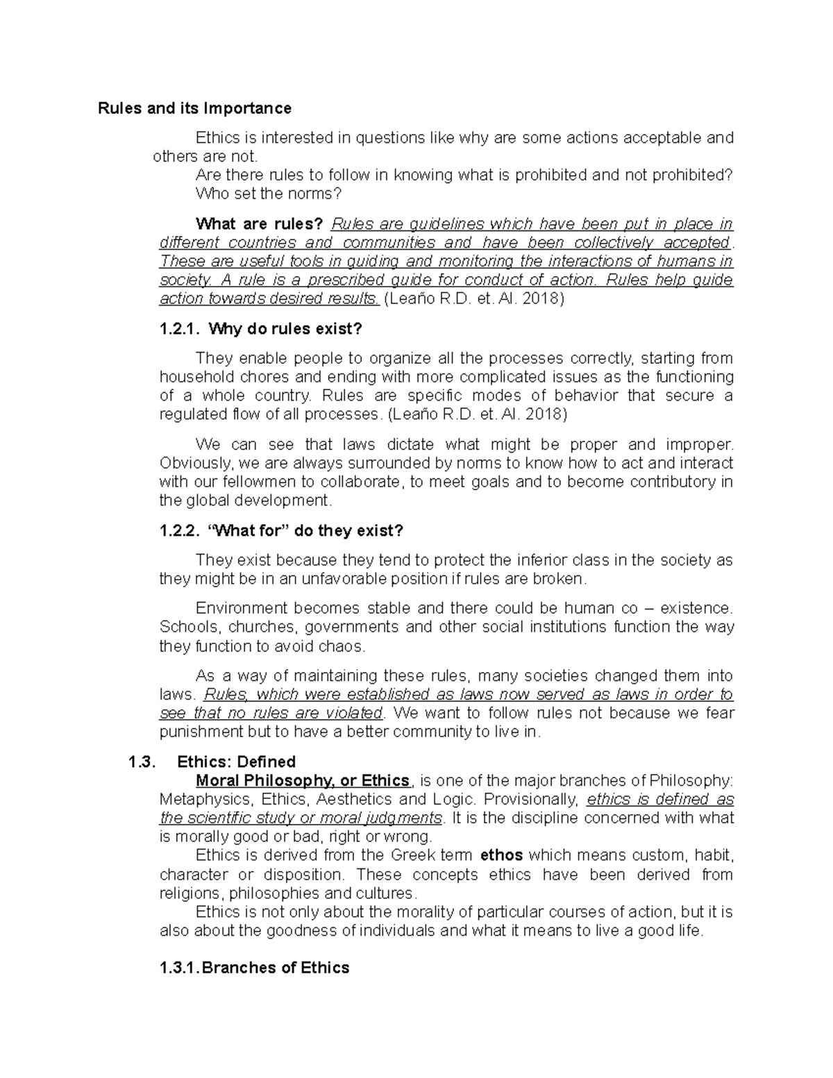 Rules and its Importance - Rules and its Importance Ethics is ...