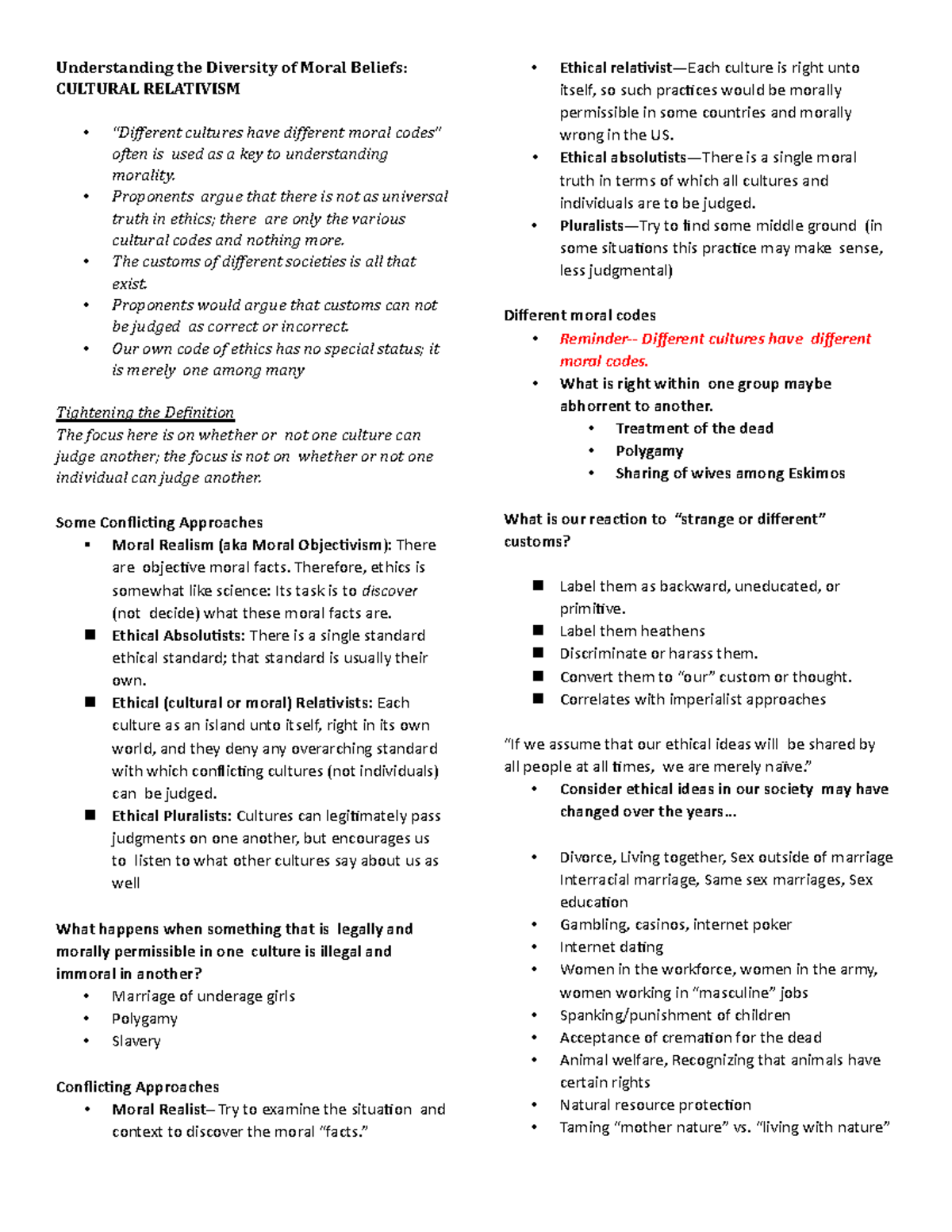 Understanding the Diversity of Moral Beliefs - Understanding the ...