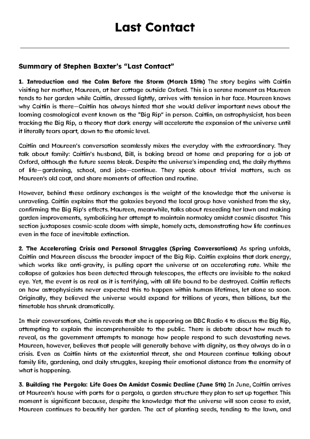 Last Contact by Stephen Baxter - Last Contact Summary of Stephen Baxter ...