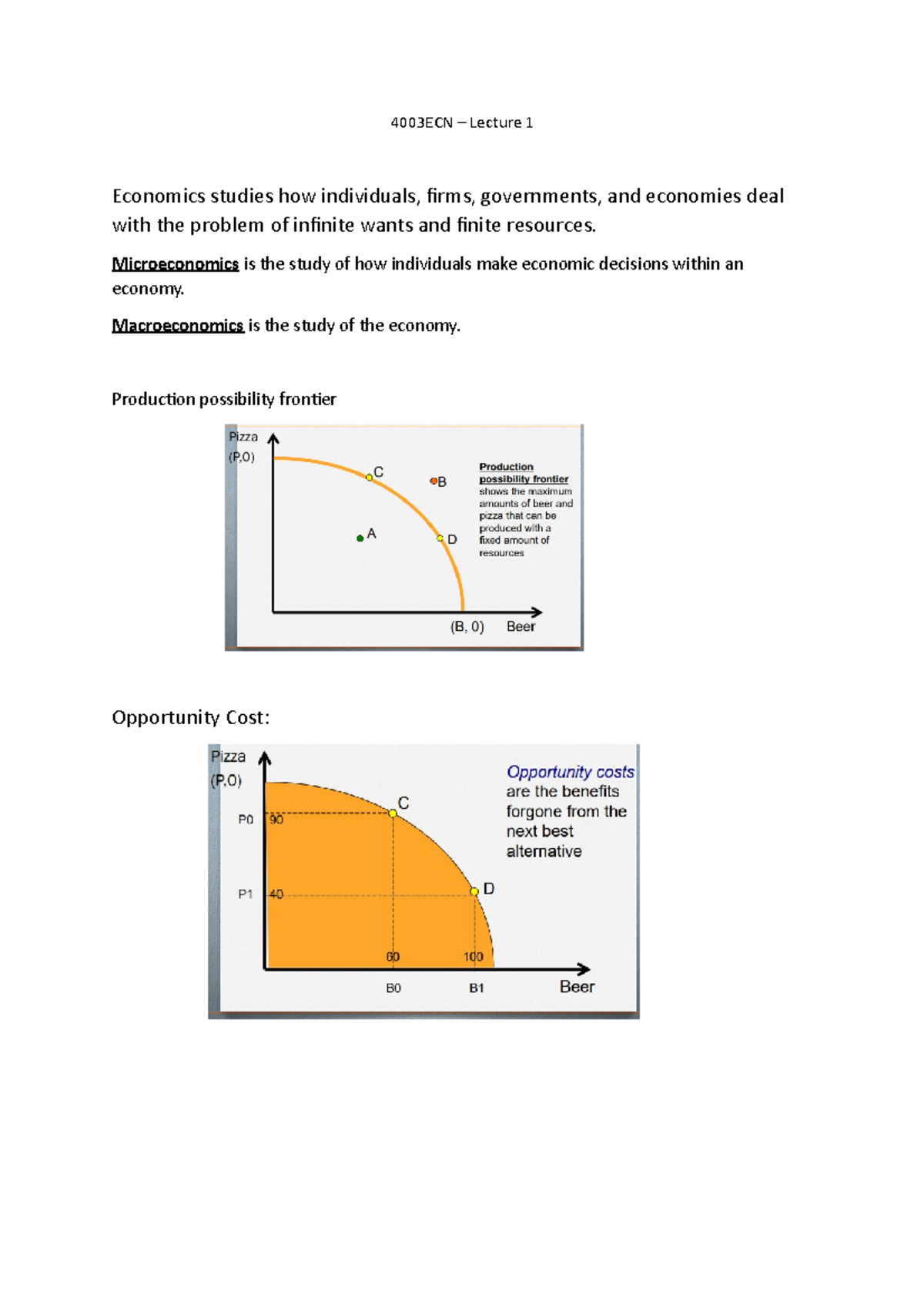 Lecture 1 - 4003ECN – Lecture 1 Economics studies how individuals ...