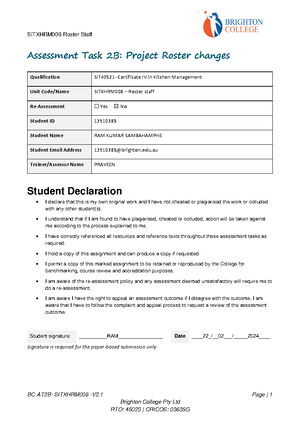 Sitxhrm 010 AT3 Staff selection project - SITXHRM010 – Recruitment ...