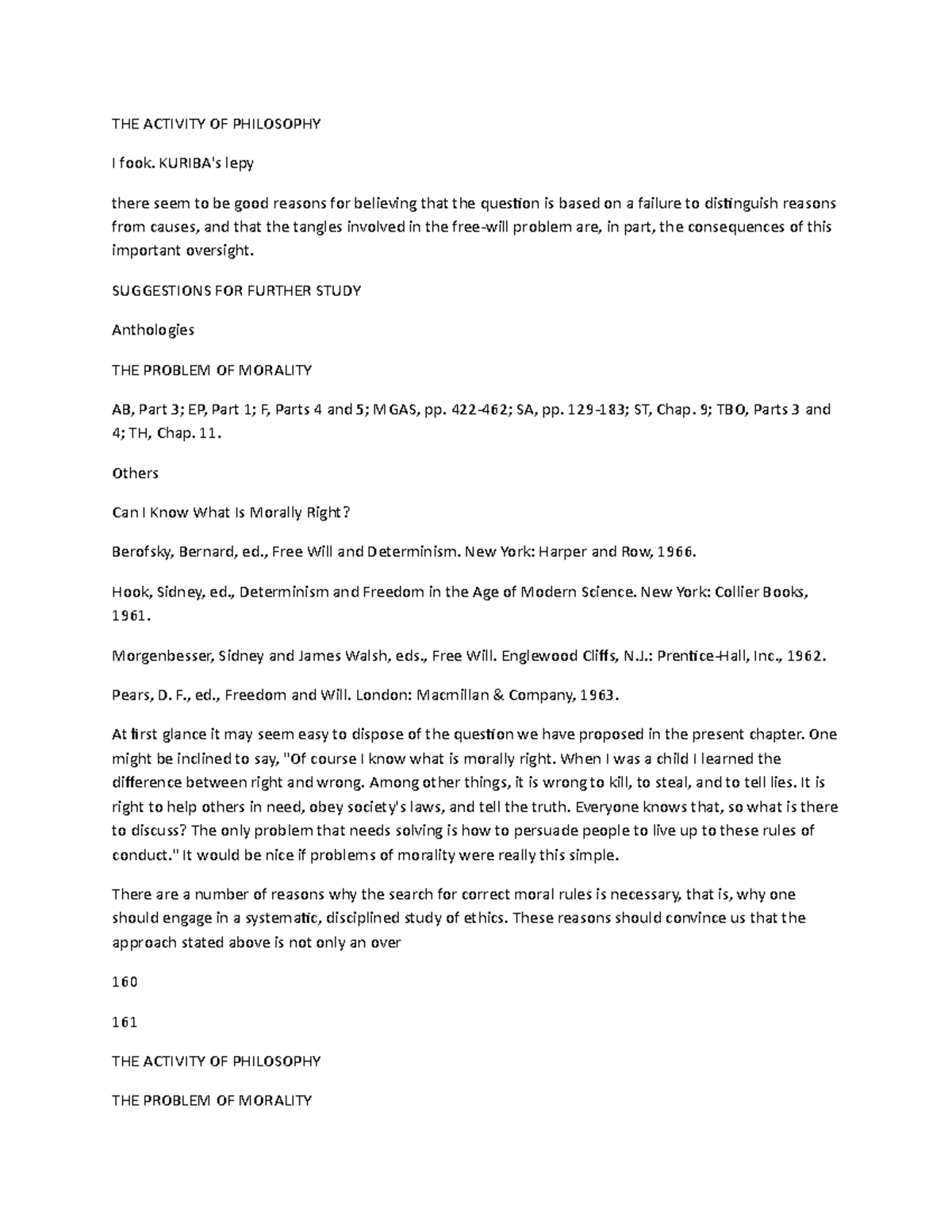 THE Problem OF Morality - THE ACTIVITY OF PHILOSOPHY I fook. KURIBA's ...