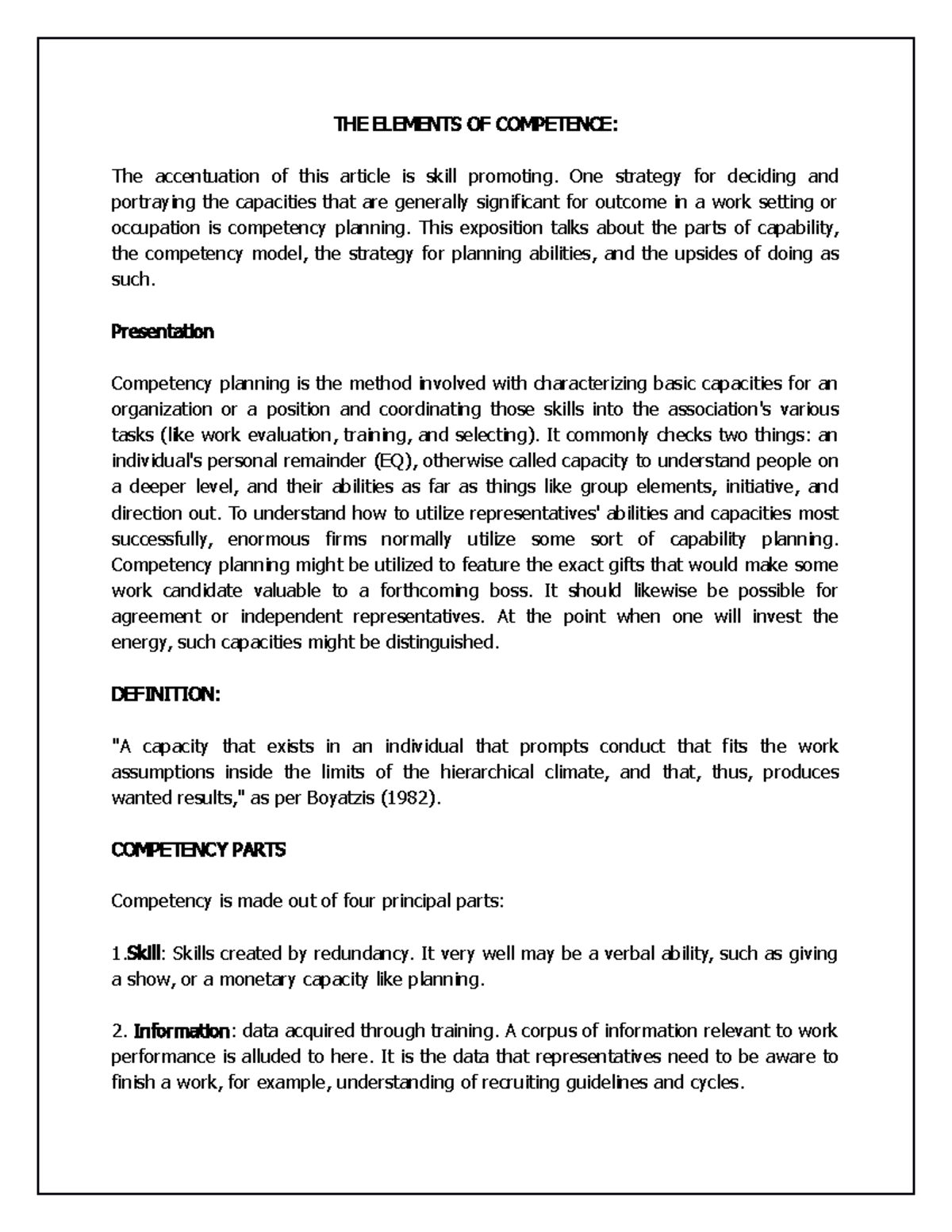 THE Elements OF Competence - THE ELEMENTS OF COMPETENCE: The ...