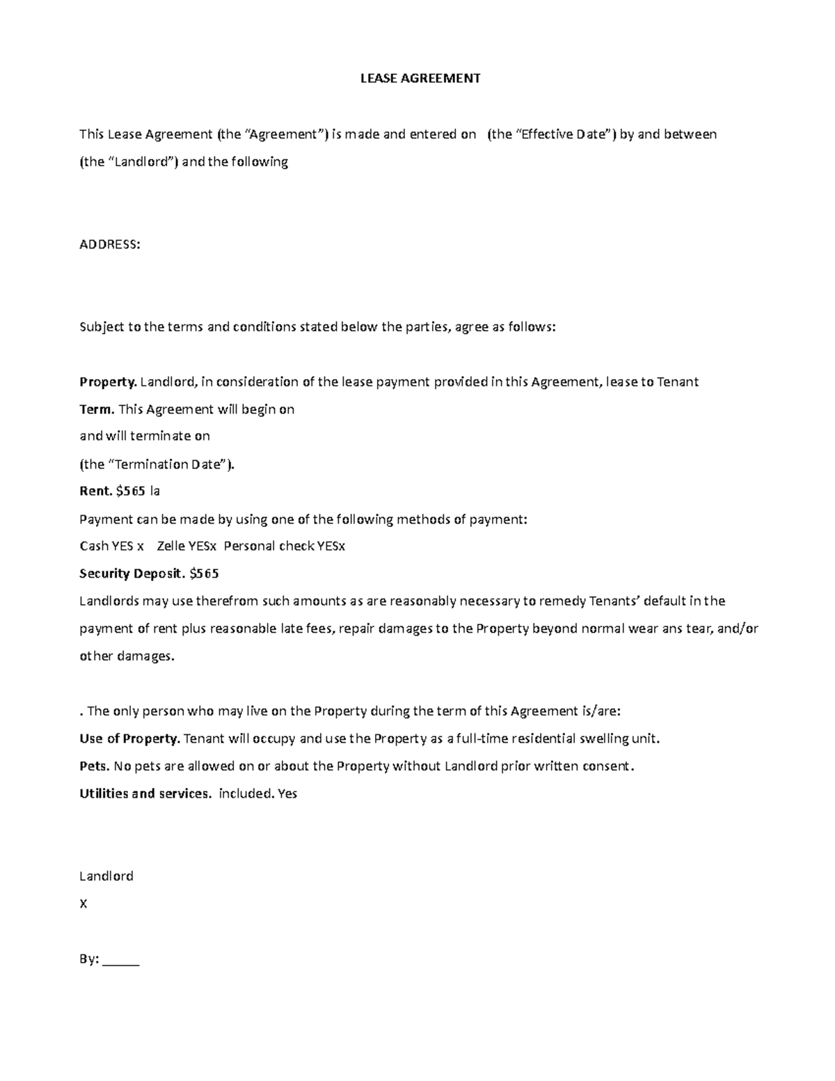 Lease Agreement Draft - It might help - LEASE AGREEMENT This Lease ...