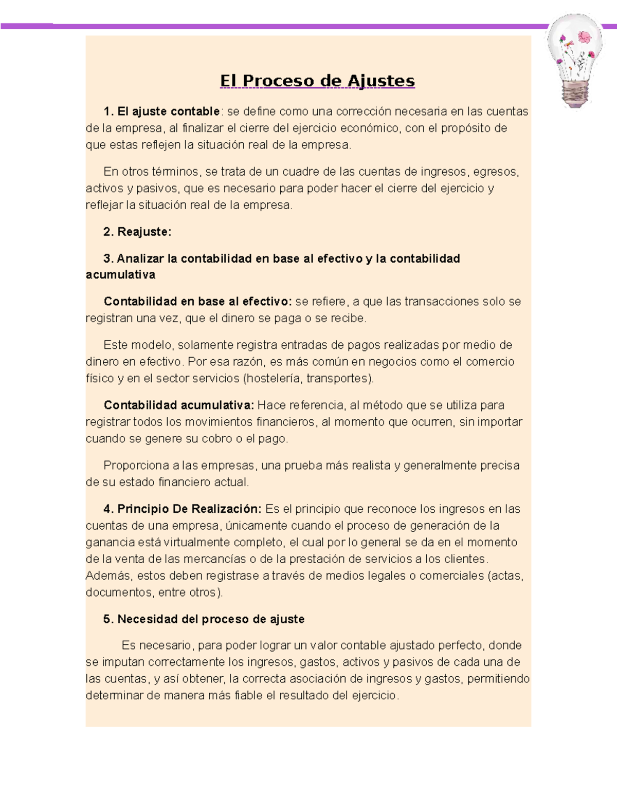 El Proceso de Ajustes - El ajuste contable : se define como una ...