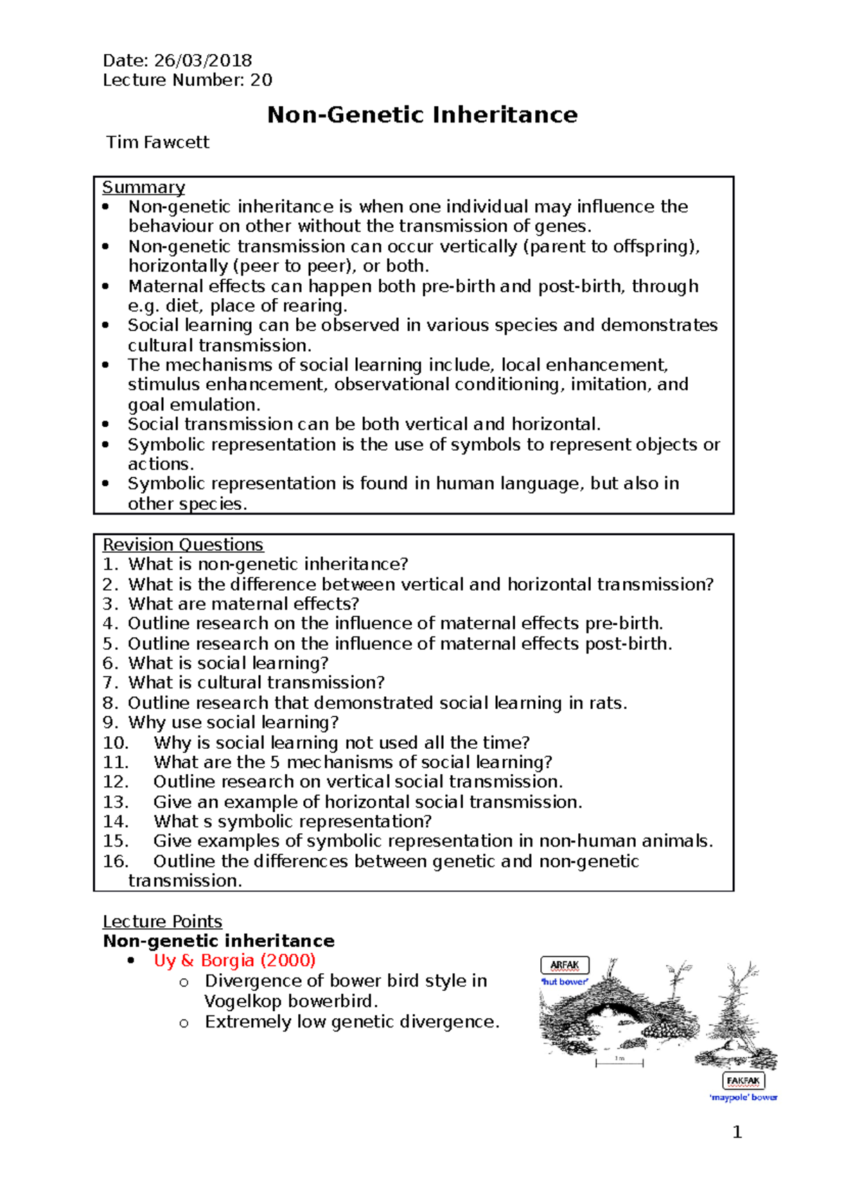 Non-Genetic Inheritance - Non-genetic transmission can occur vertically ...