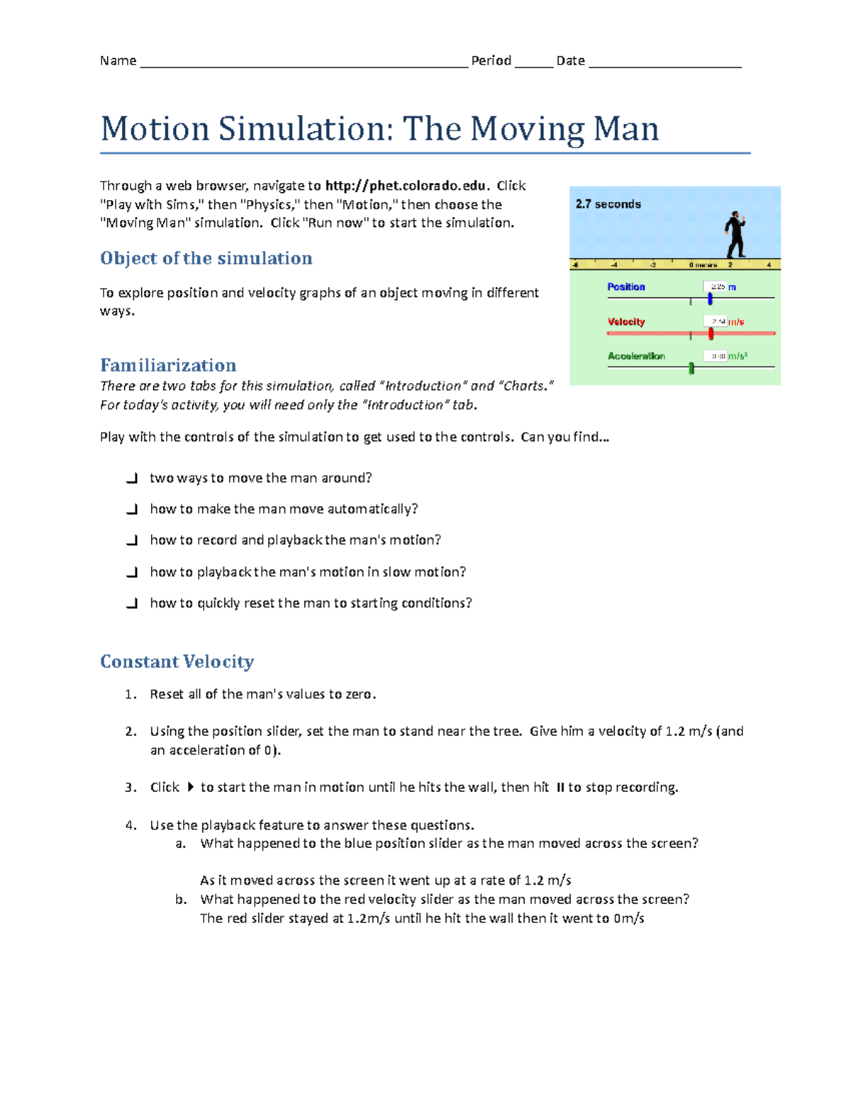 Moving Man - A fun way to lean about acceleration online - Motion ...
