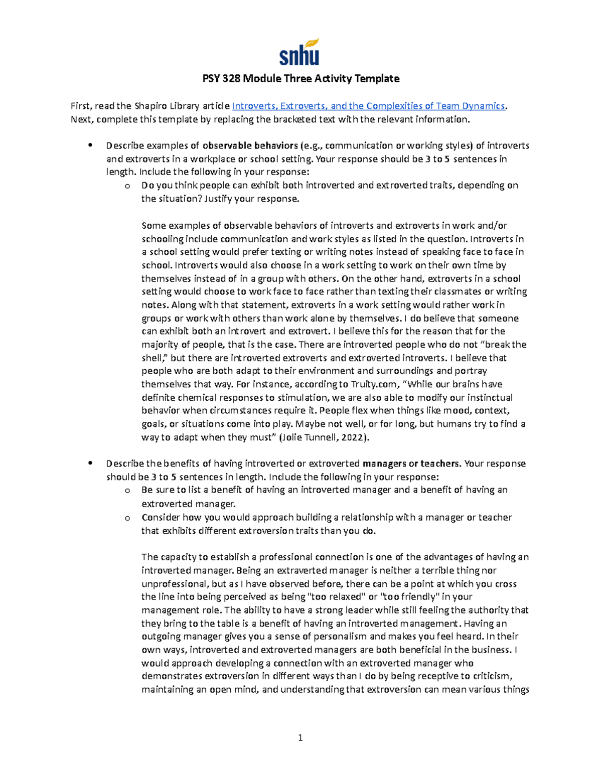 Psy328Mod3Activity - Module 3 Activity - PSY 328 Module Three Activity ...