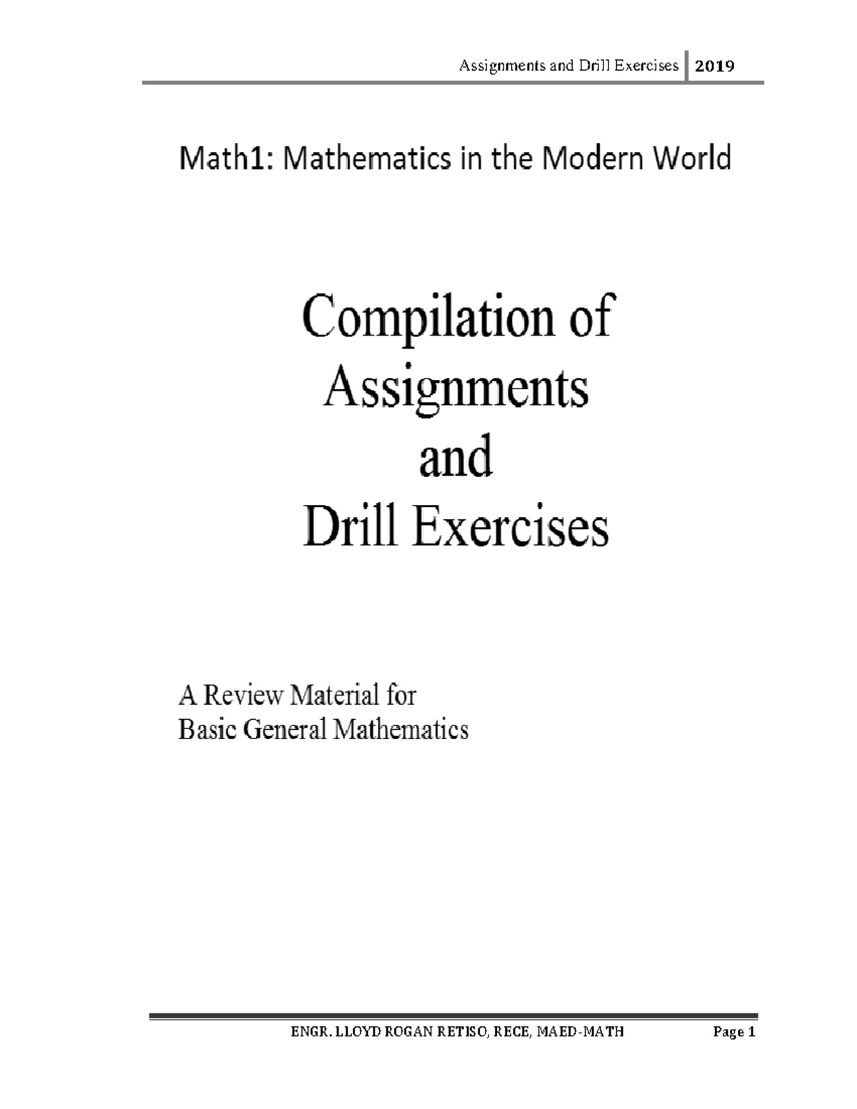 MATH 1 Final Witten Report - Name:____________________________ Date ...