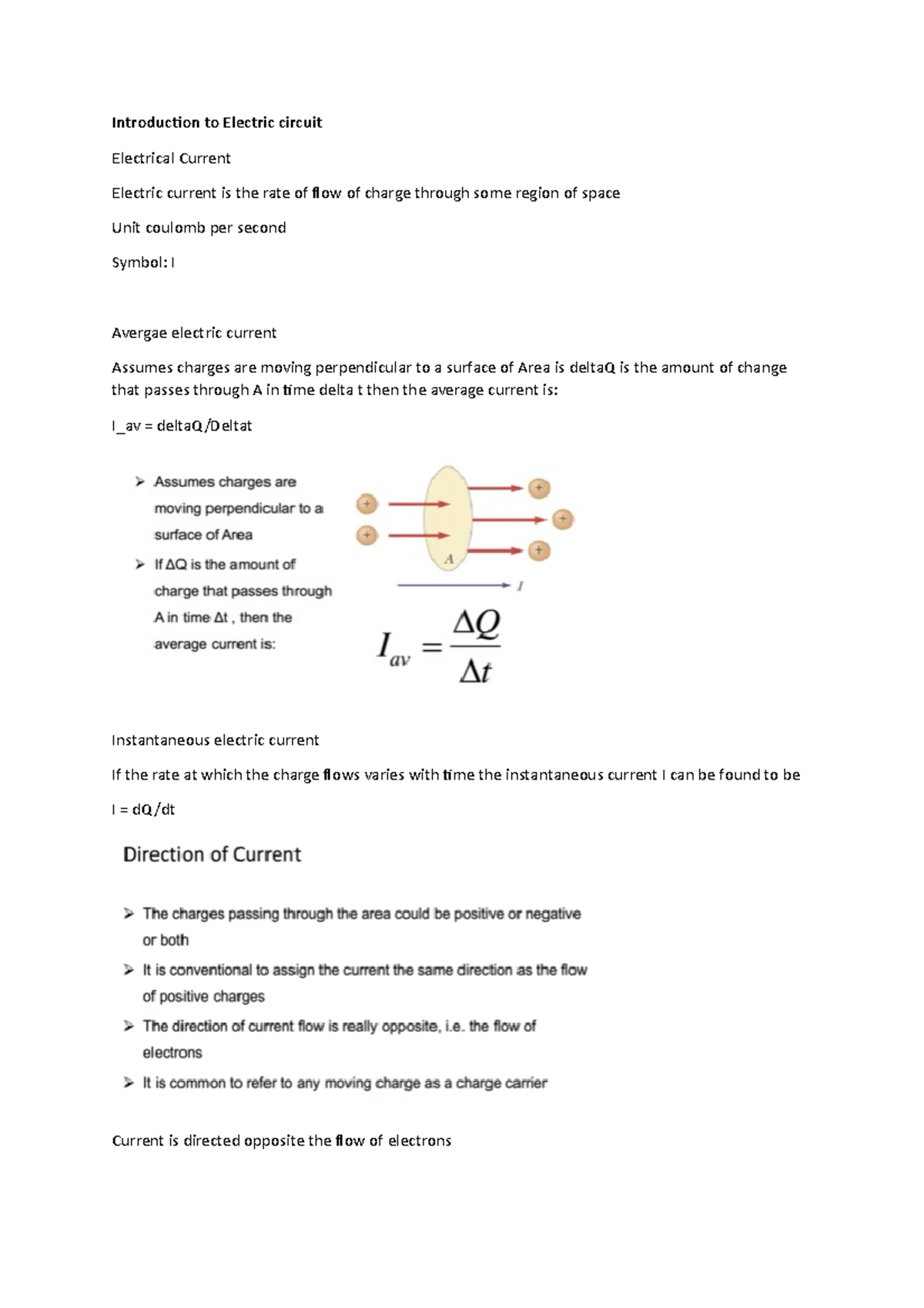 Electrical Circuits Notes - Introduction to Electric circuit Electrical ...