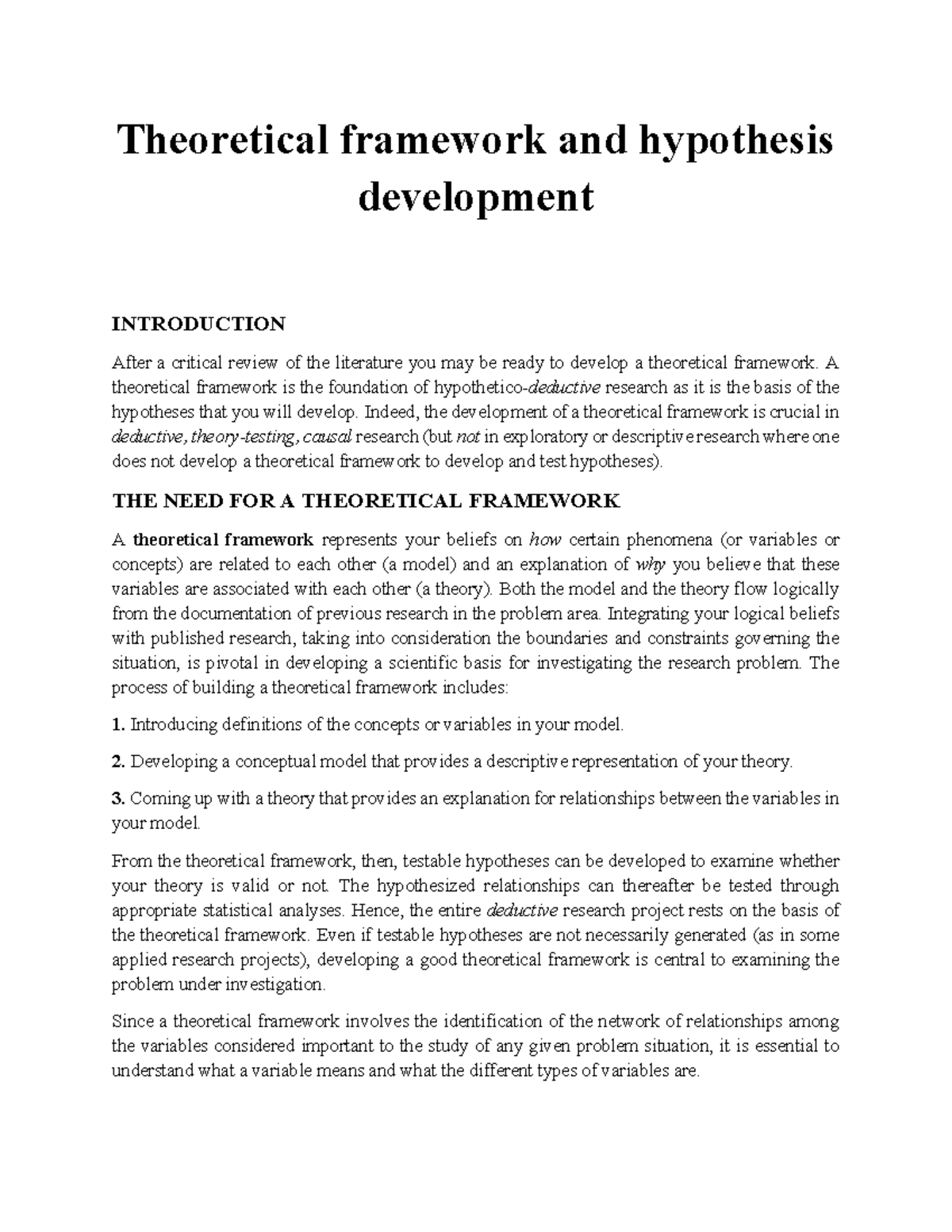 Theoritial Framework and Hypothesis Development - Theoretical framework and hypothesis ...