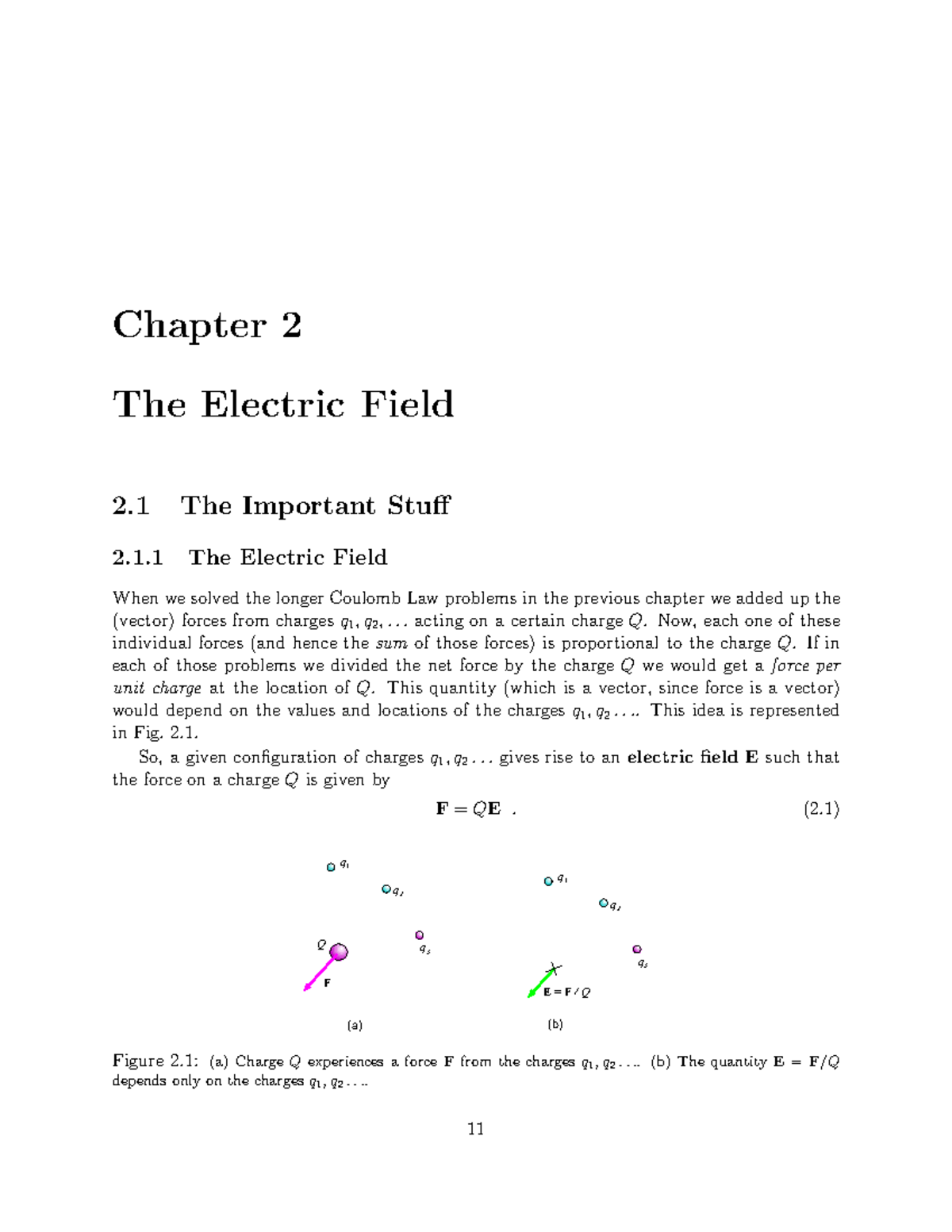 167 Chap2 - Notes - Chapter 2 The Electric Field 2 The Important Stuff ...