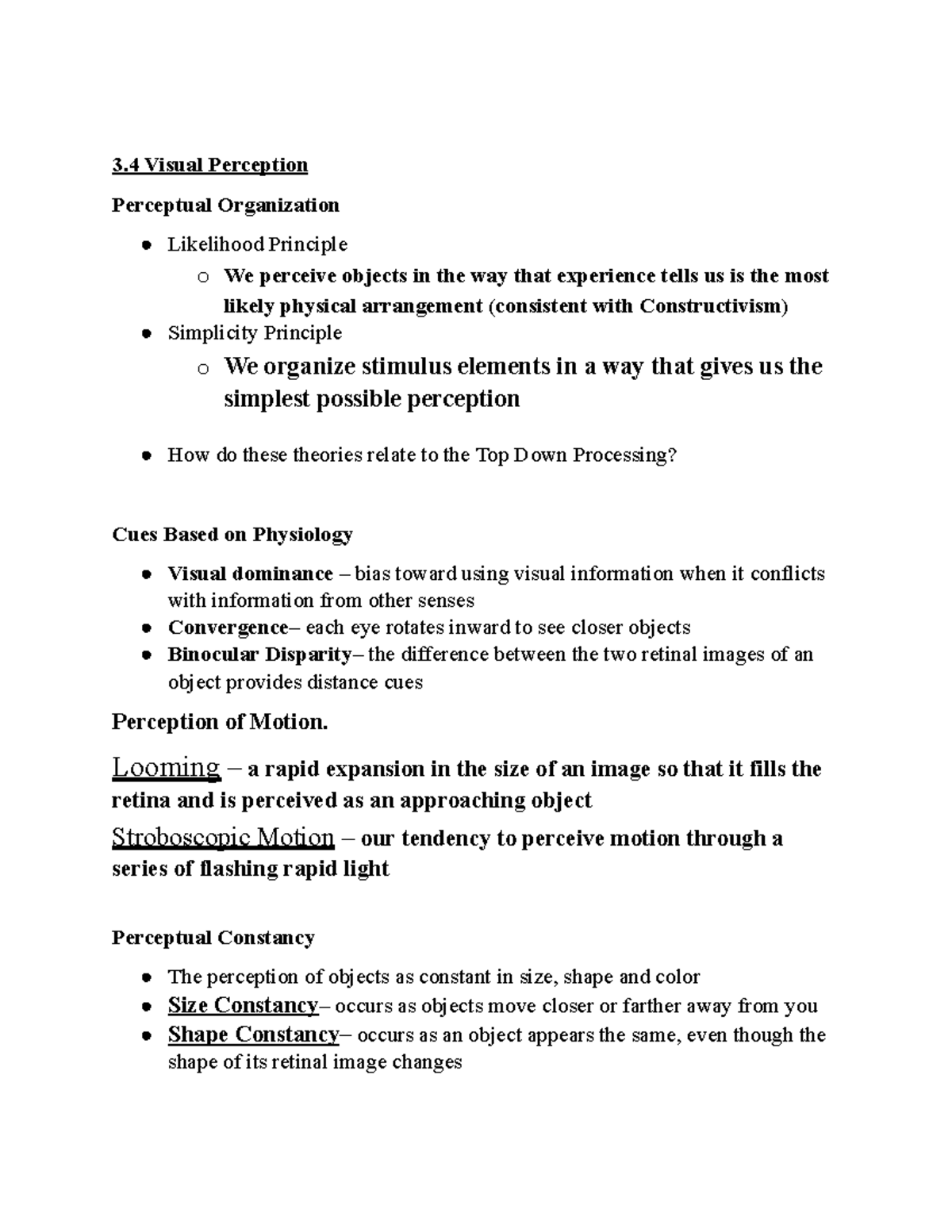 3.4 Visual Perception - 3 Visual Perception Perceptual Organization ...