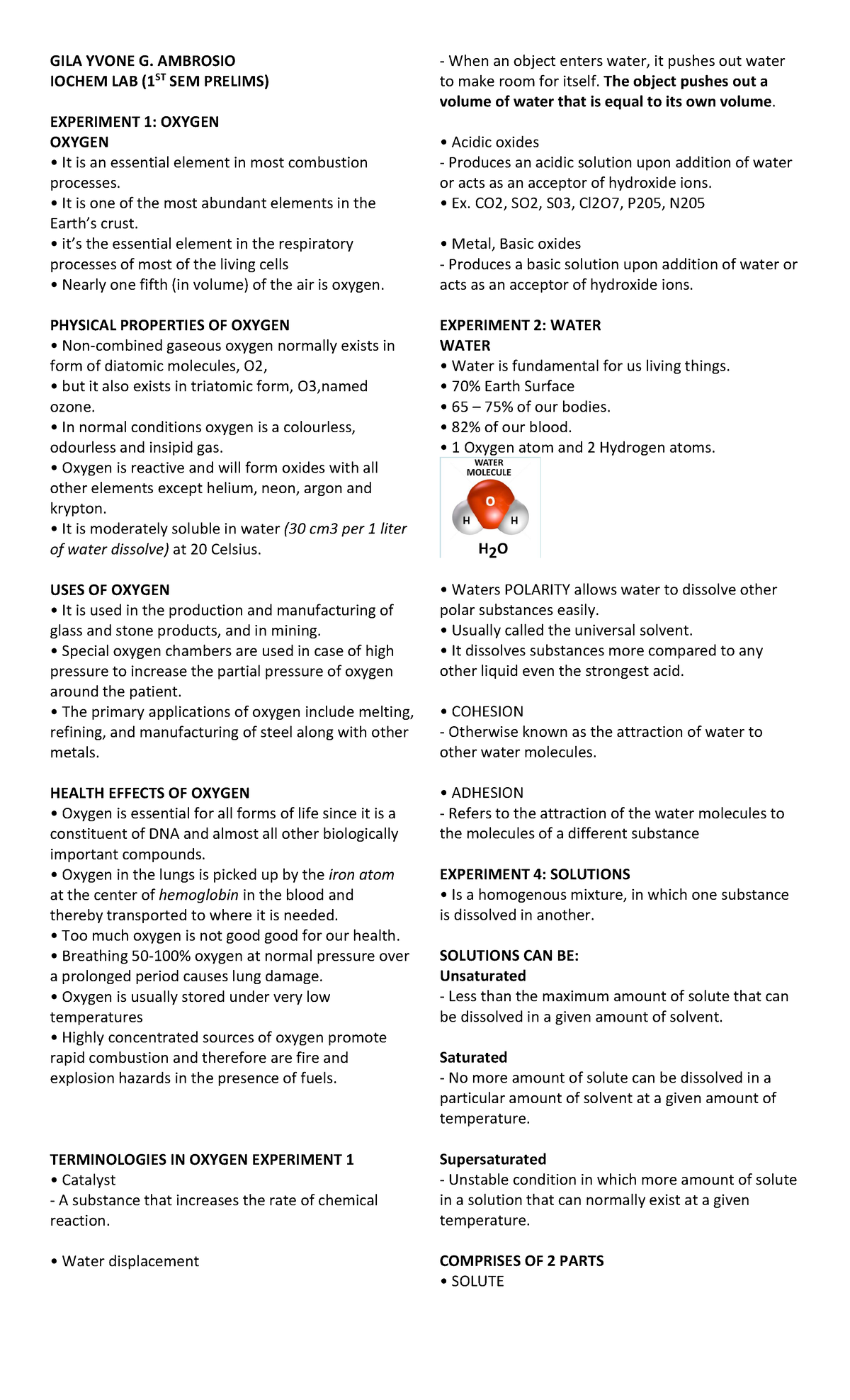 Iochem LAB Notes Experiment 1-2-4 - GILA YVONE G. AMBROSIO IOCHEM LAB ...