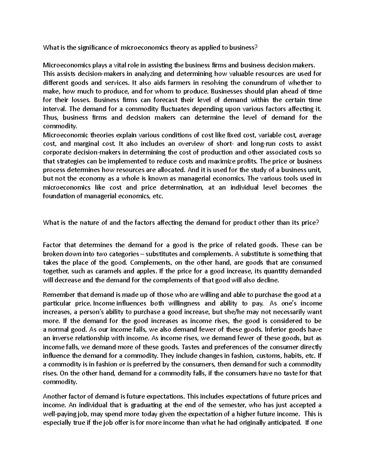 Microeconomics - Lectures about microecomics - What is the significance ...