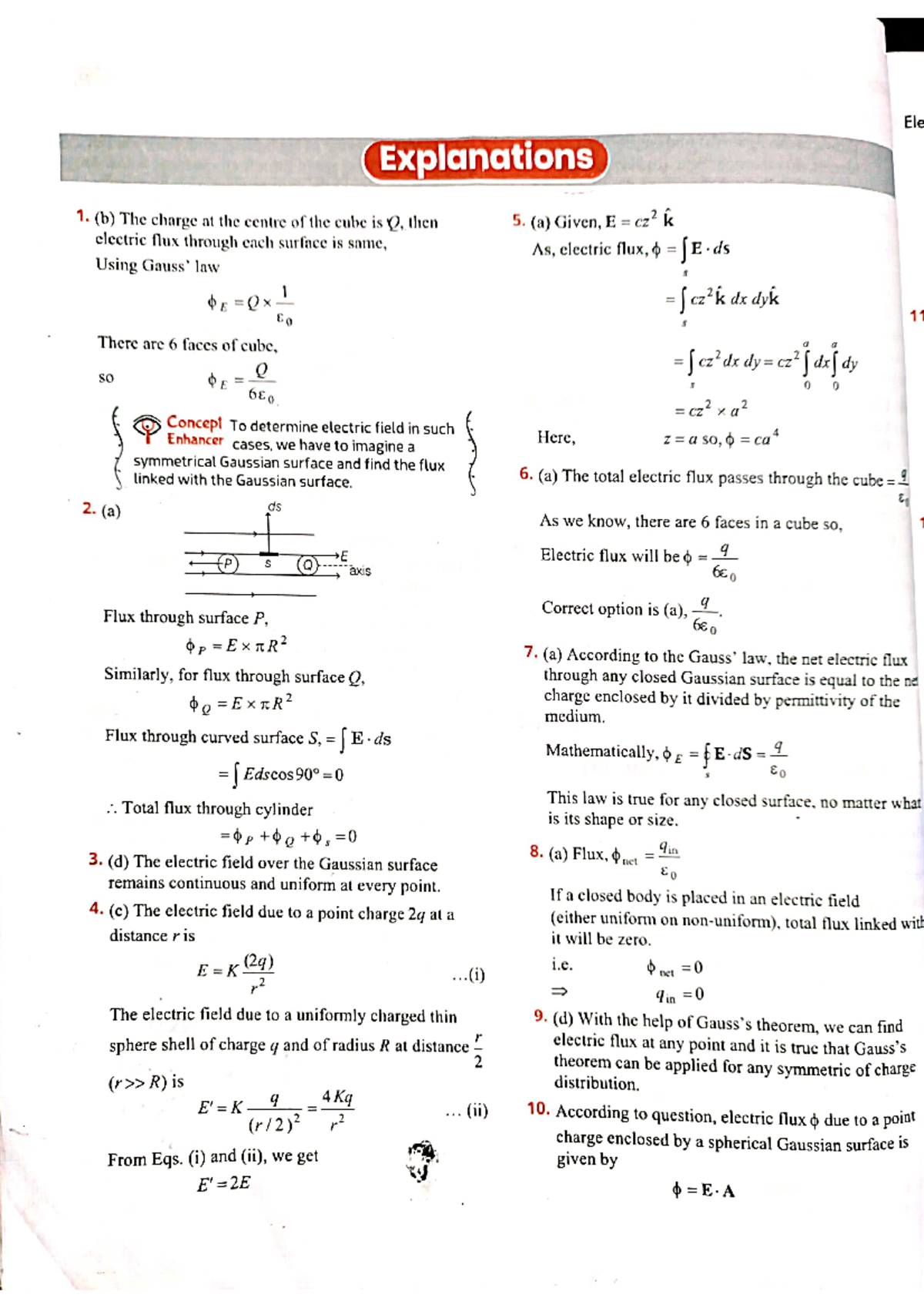 Electric charges and fields t-2 - Ele Explanations 1. (b) The charge at the centre of the cube ...