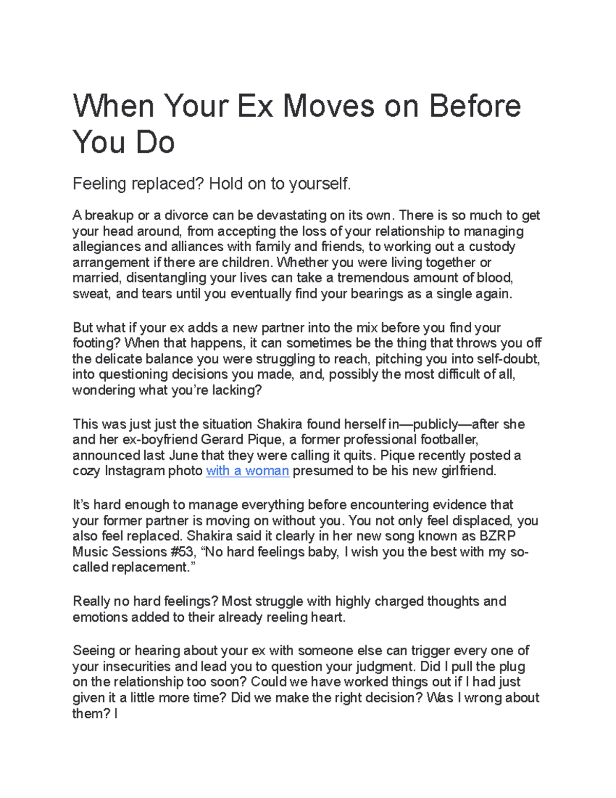 When Your Ex Moves on Before You Do - When Your Ex Moves on Before You ...