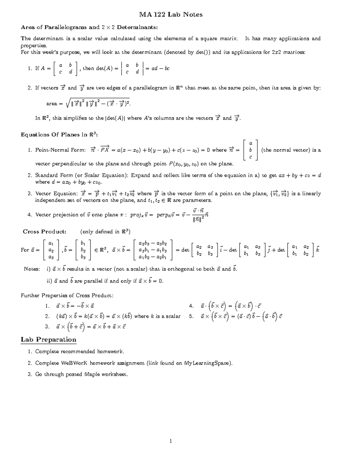122noteslab 3 - Notes for lab 3 - MA 122 Lab Notes Area of ...