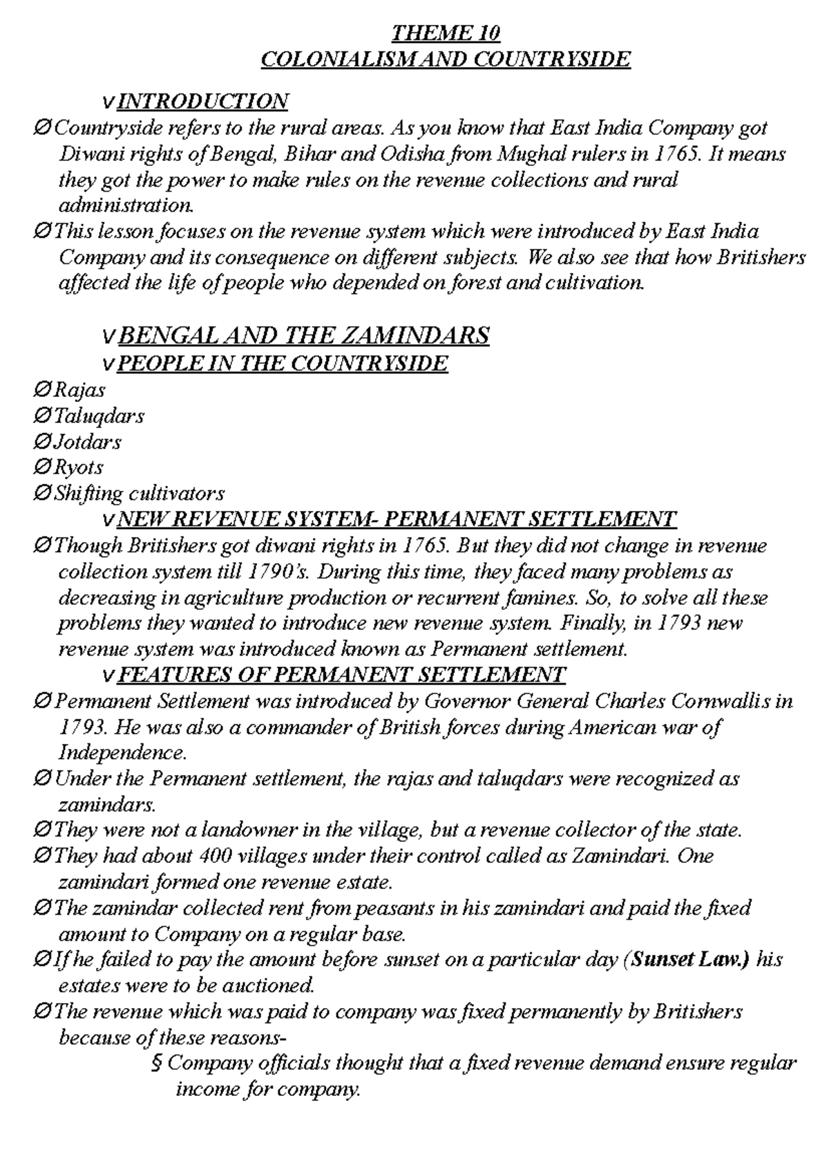 Colonialism - Notes - THEME 10 COLONIALISM AND COUNTRYSIDE v ...