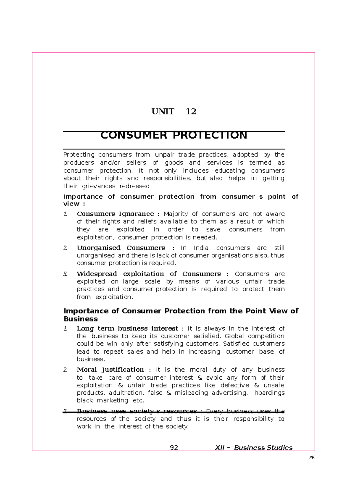 12 business studies CH 12 consumer protection - UNIT 12 CONSUMER ...