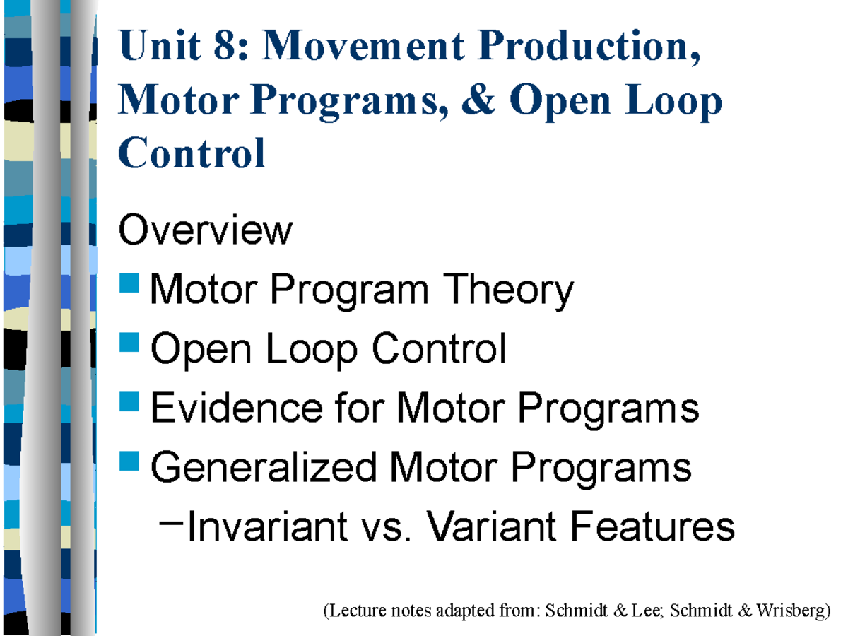 Lecture Notes, Lecture Movement Production - Unit 8: Movement ...
