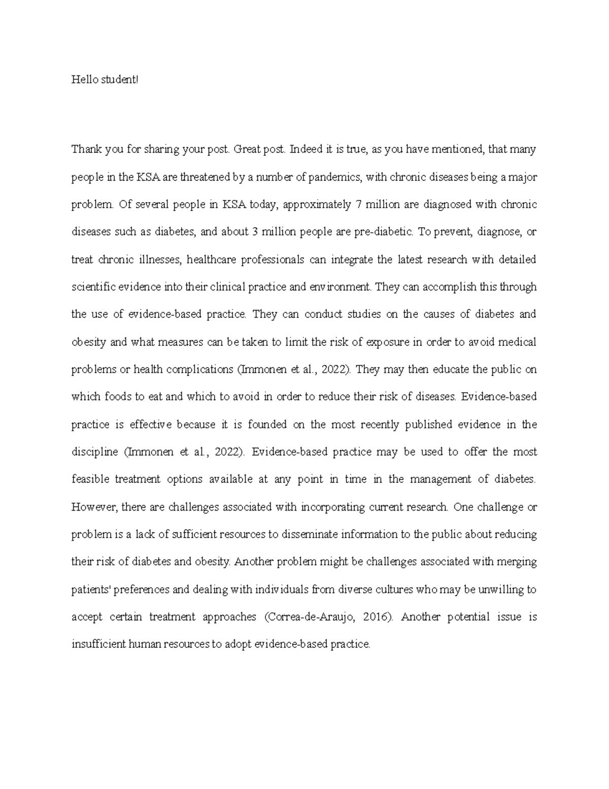 Answer 1 (67) - Hello student! Thank you for sharing your post. Great ...