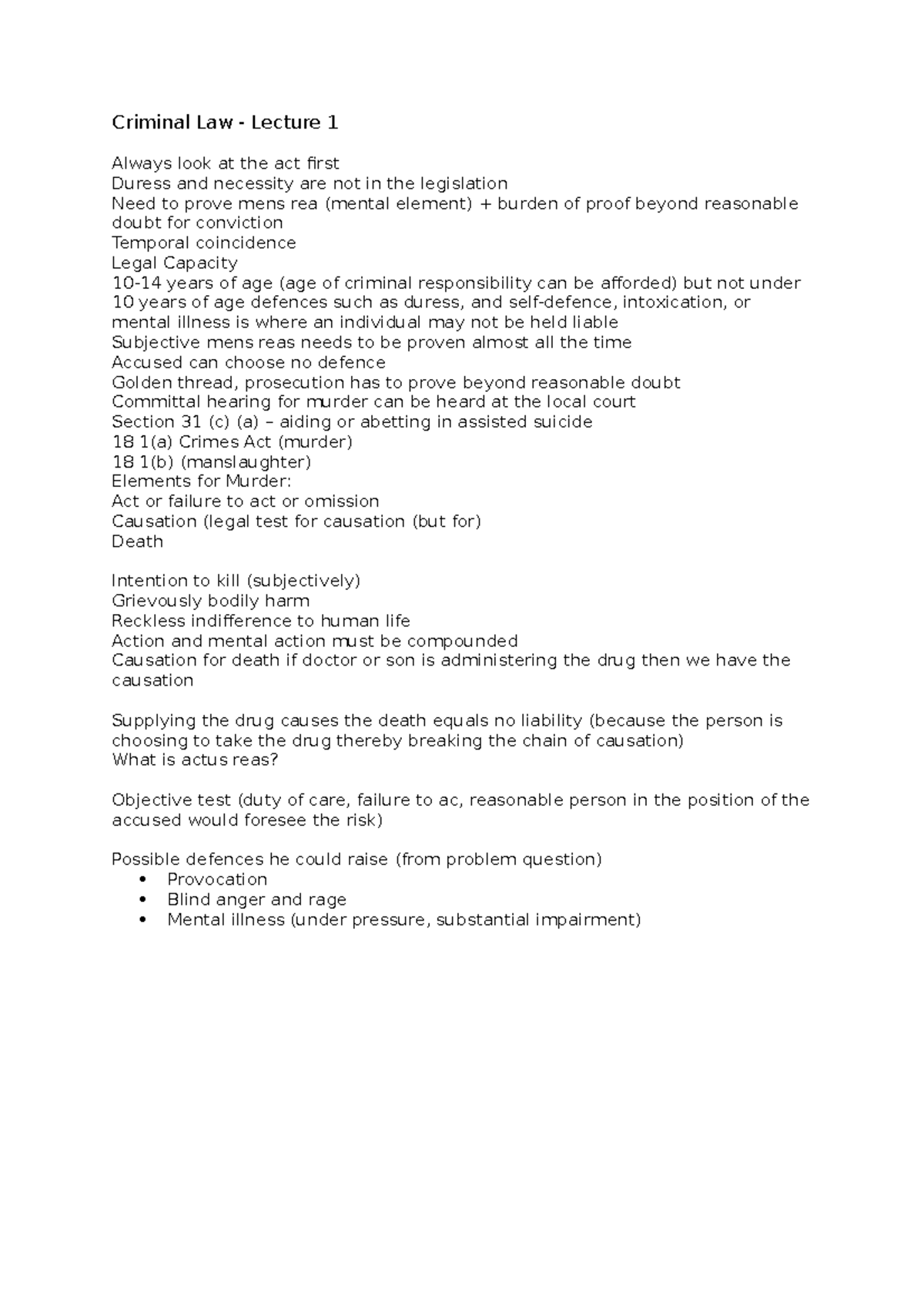 Criminal Law Lecture 1 - information about contract - Criminal Law ...