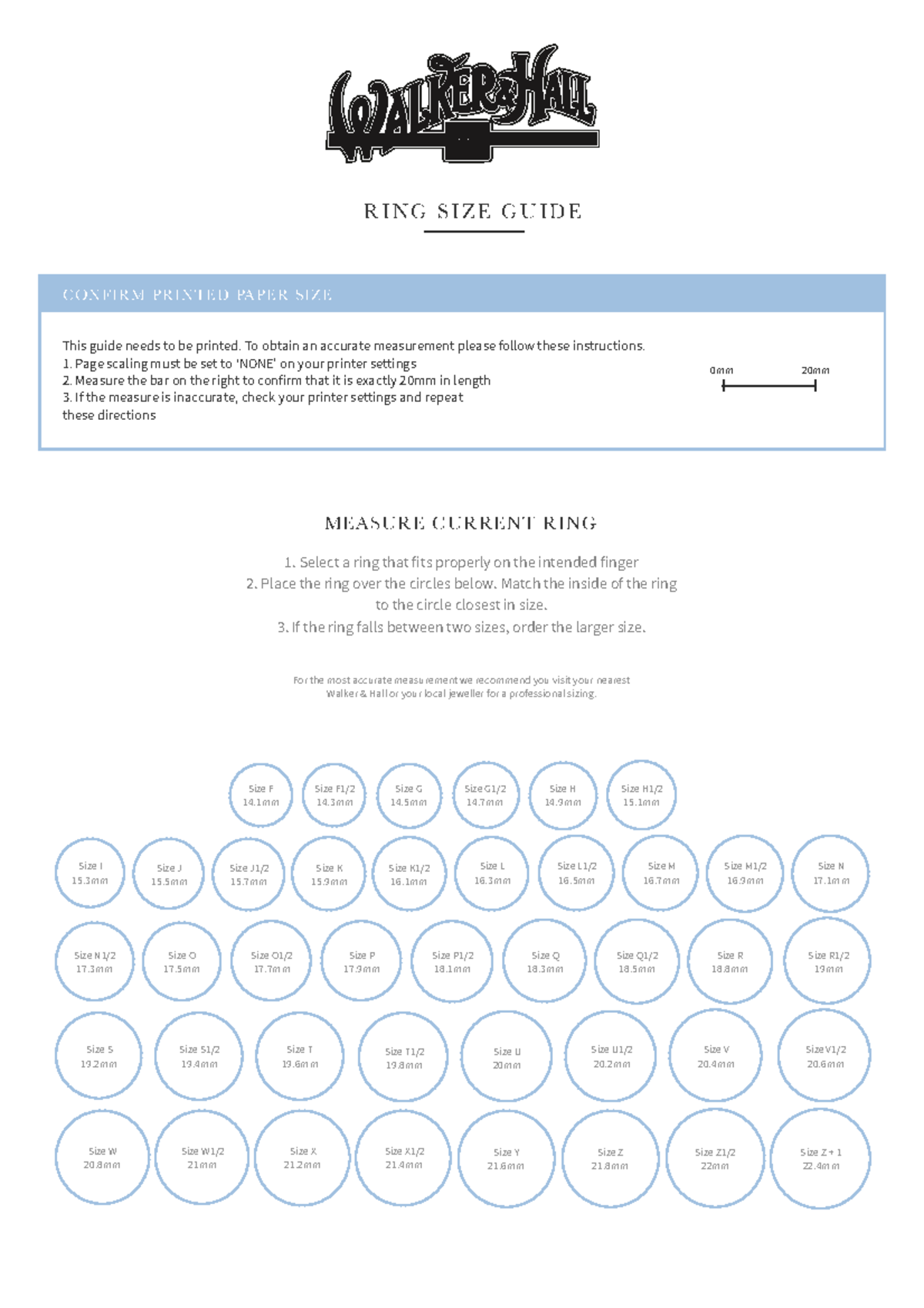 NZ Ring Size Guide - Size F 14 Size I 15 Size F1/ 14 Size G 14 Size G1 ...