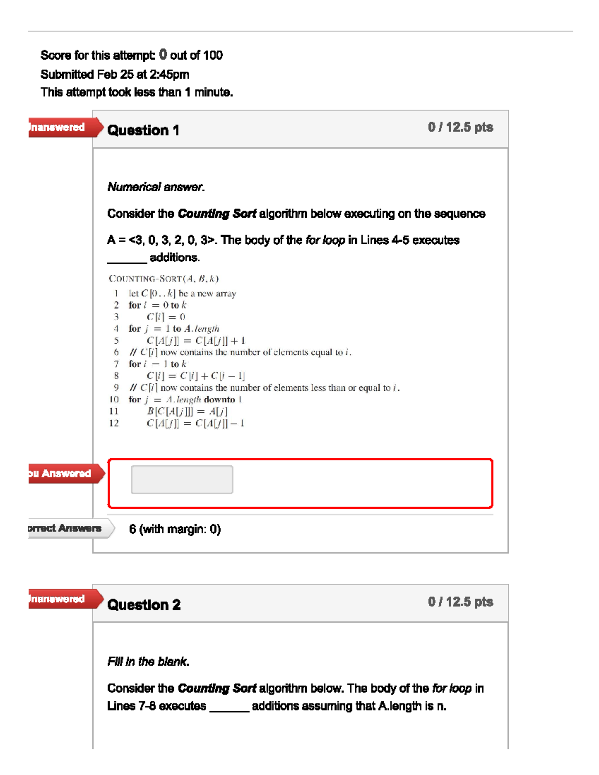 M6V3 - More counting sort practice - COMP 3270 - Studocu