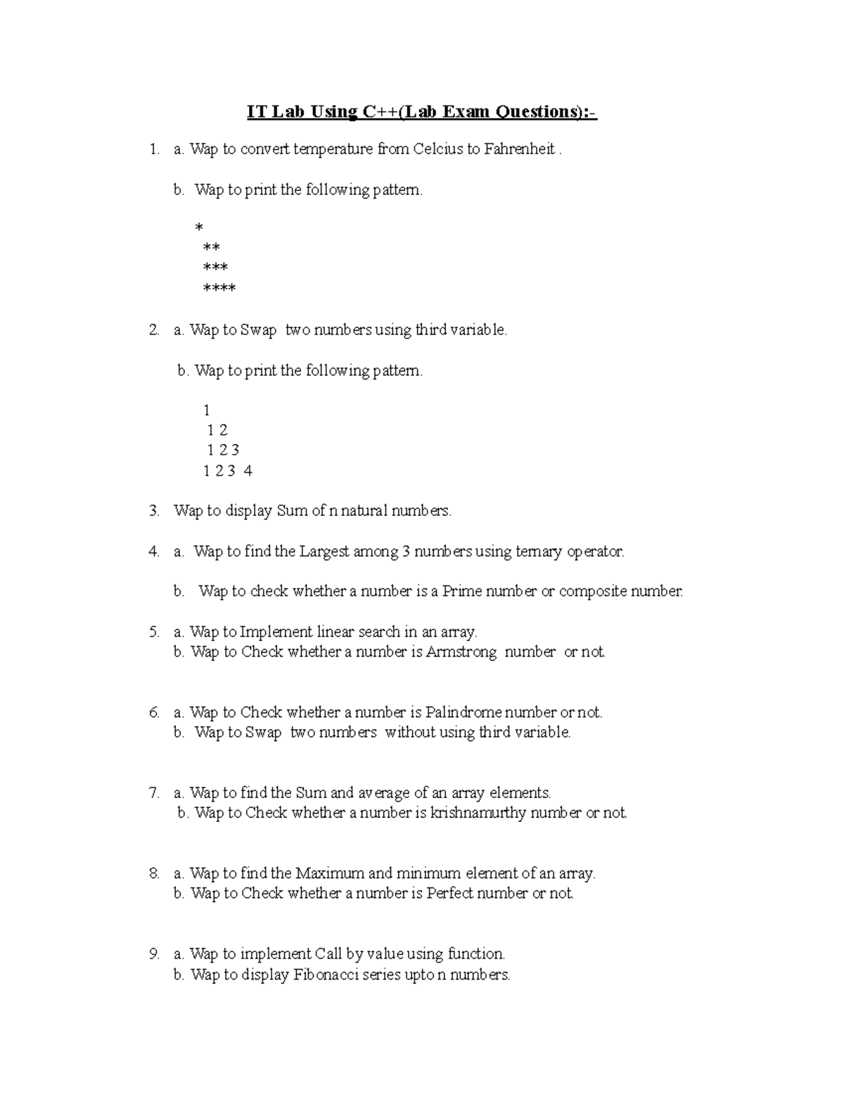 New Microsoft Office Word Document - IT Lab Using C++(Lab Exam ...