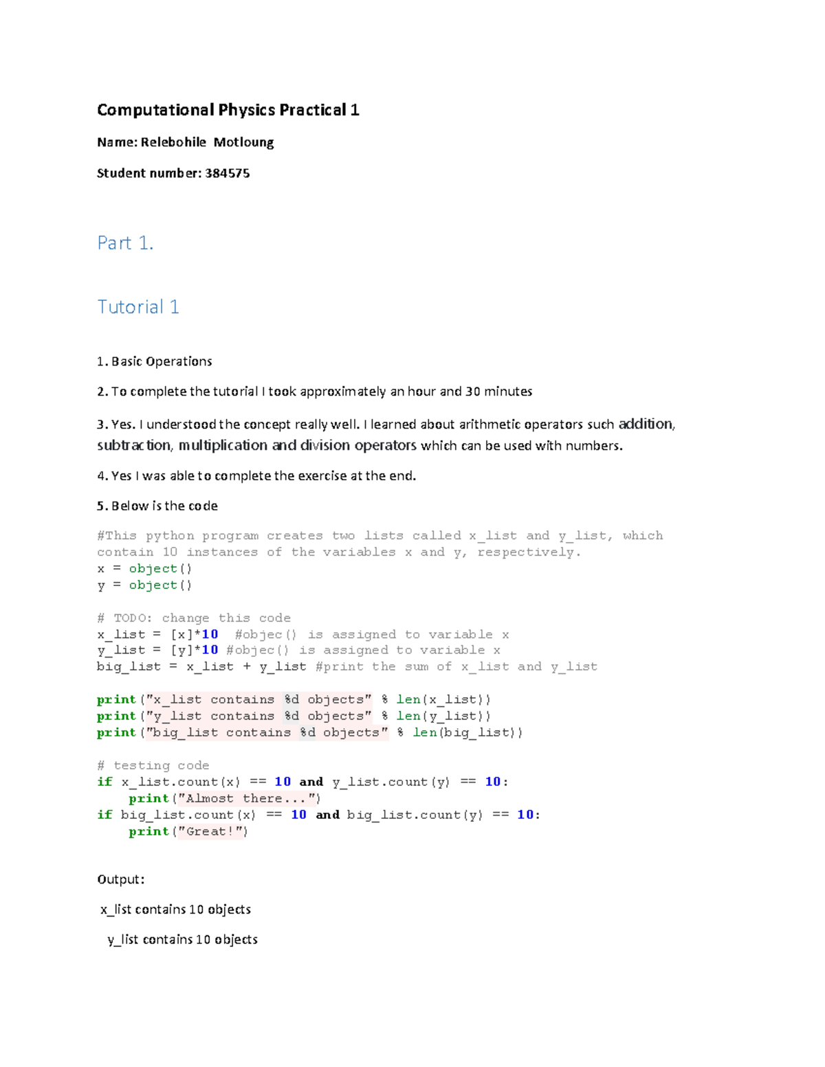 3845757 Practical 1 - notes to help - Computational Physics Practical 1 ...