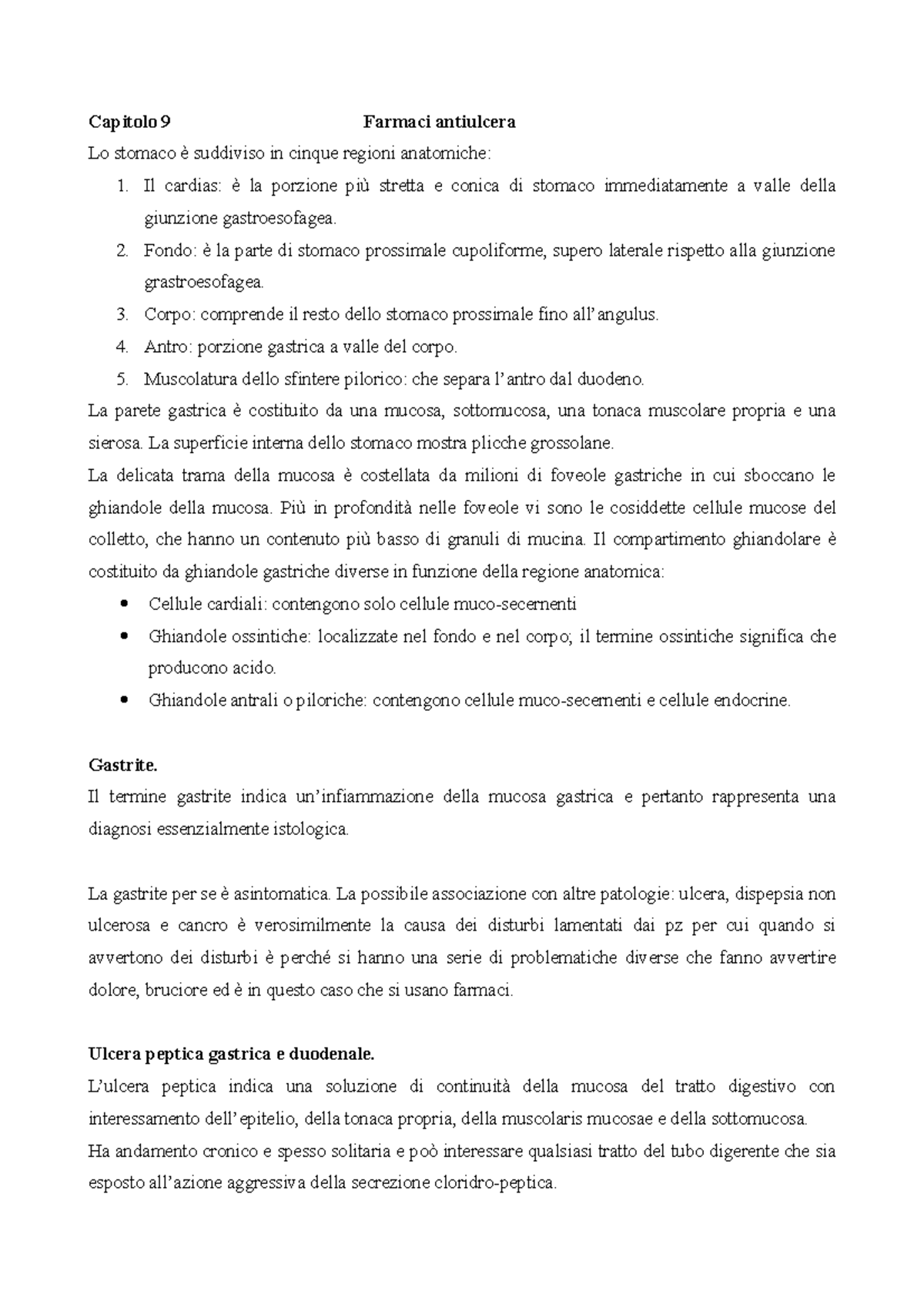 Bagetta anti ulcera - Capitolo 9 Farmaci antiulcera Lo stomaco è ...