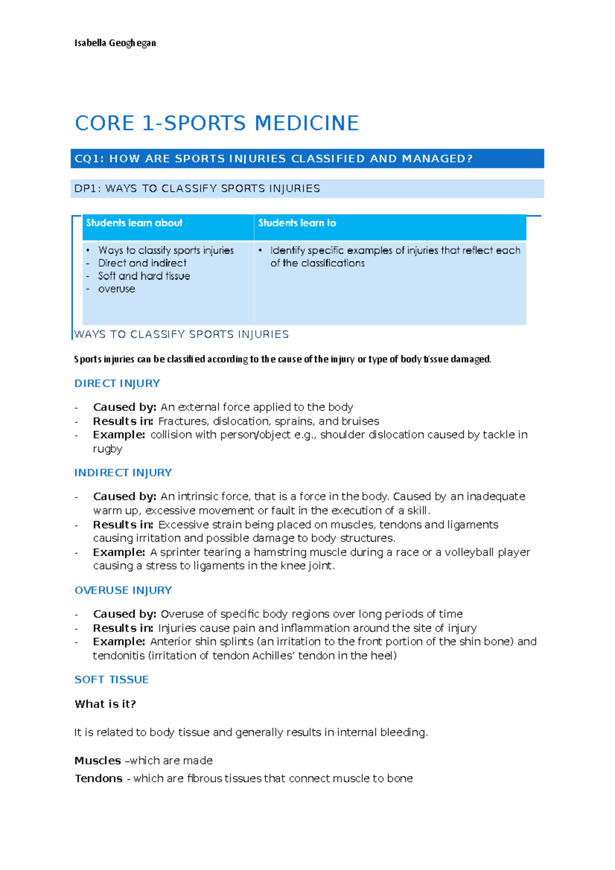 Core 1-Sports Medicine copy - CORE 1-SPORTS MEDICINE CQ1: HOW ARE ...