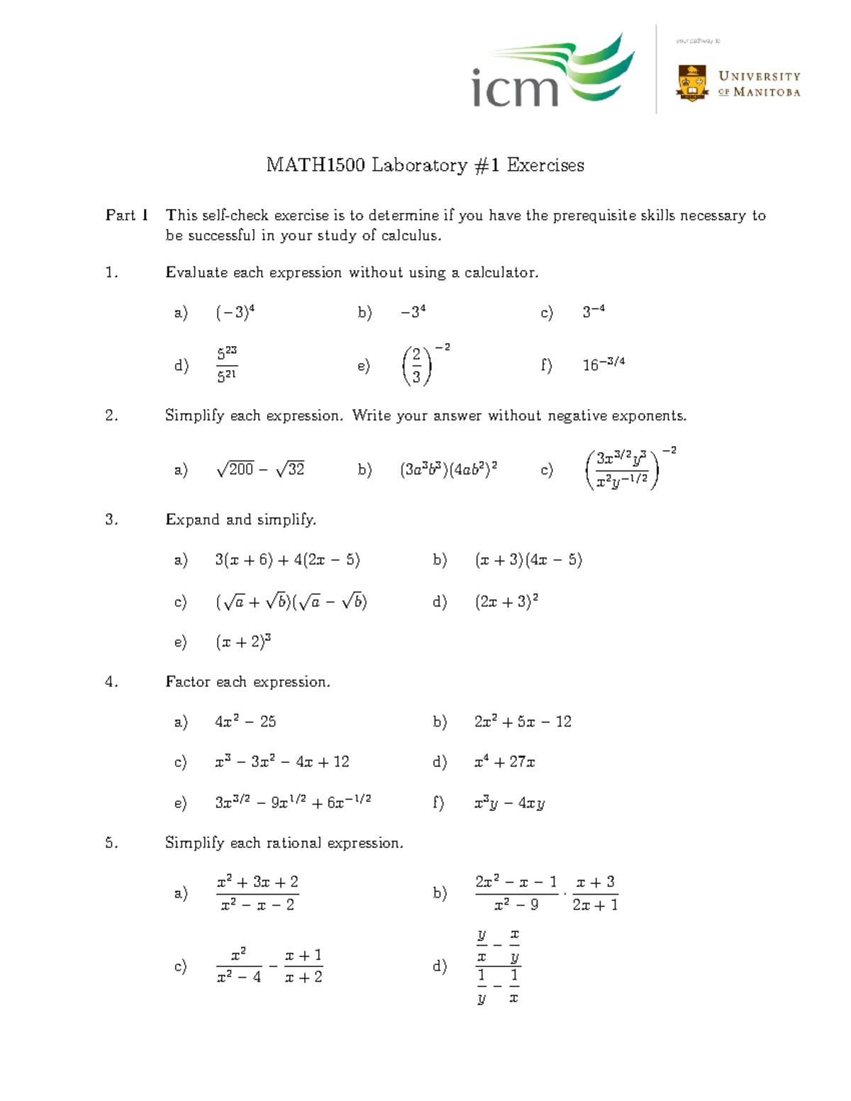 Laboratory-Week1 - enjoy - MATH1500 Laboratory #1 Exercises Part I This ...
