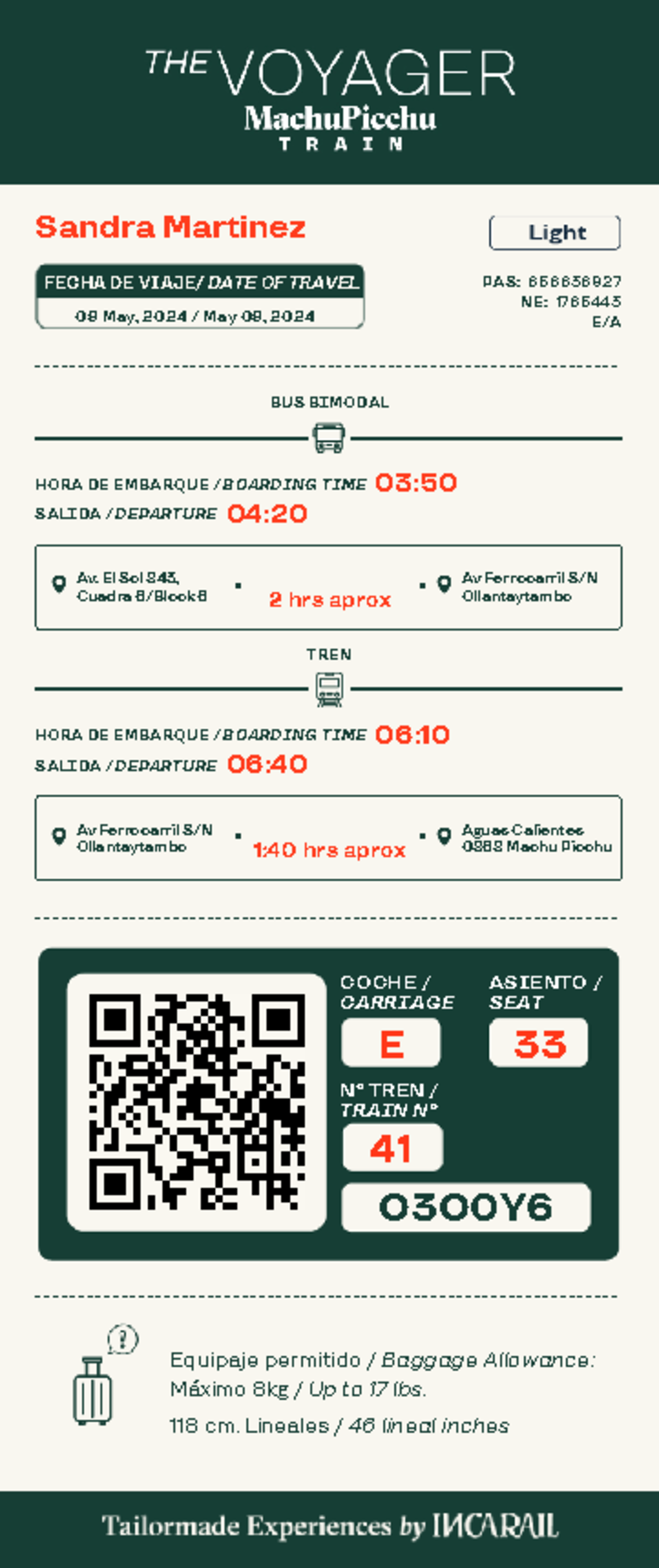 IR BP Sandra Martinez - ghjbh - Sandra Martinez FECHA DE VIAJE/ DATE OF ...